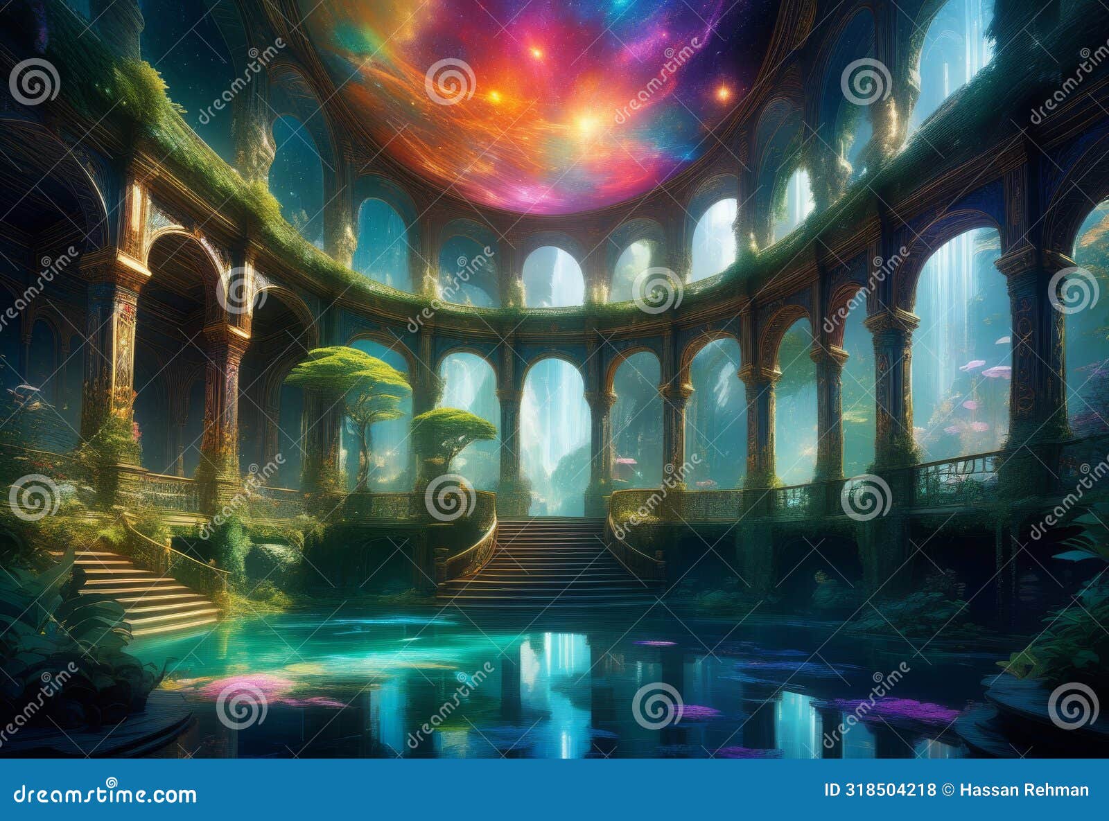 Into The Enchanted Realm Of A Timeless Space Palace Stock Photography ...