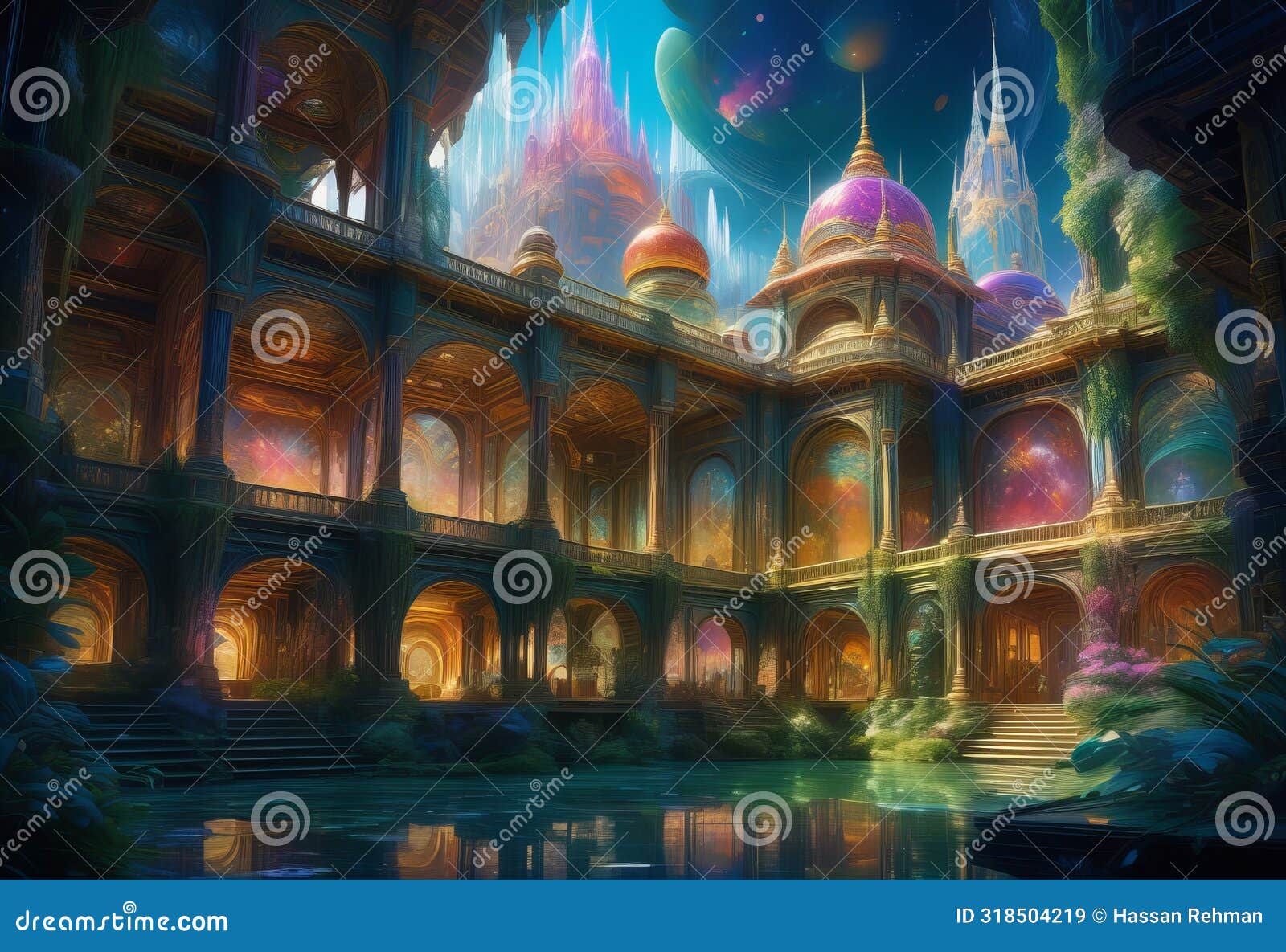 Into The Enchanted Realm Of A Timeless Space Palace Stock Photography ...