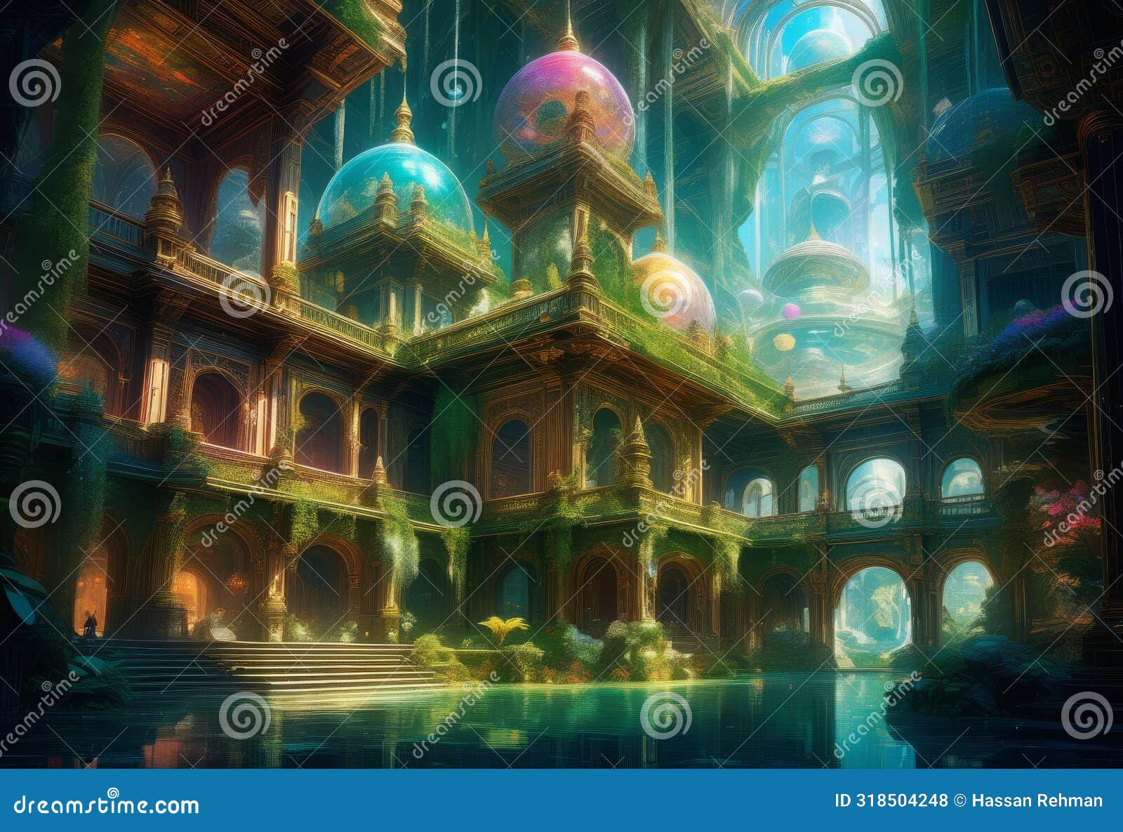 Into The Enchanted Realm Of A Timeless Space Palace Stock Photography ...