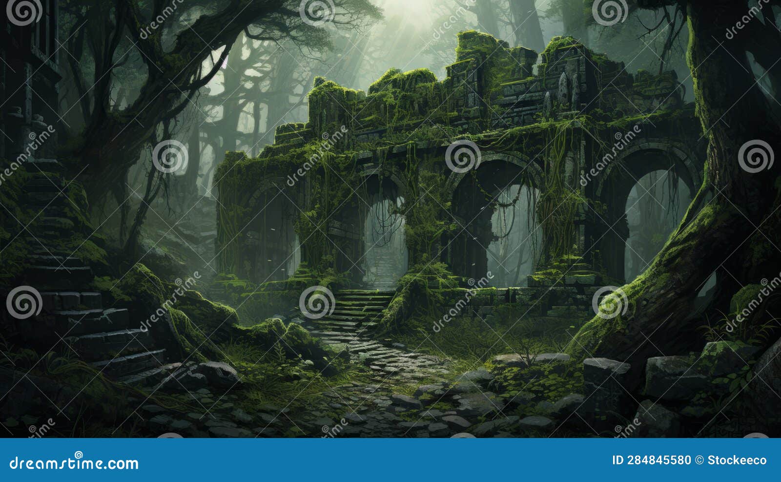 Enchanted Moss-covered Ruin In Ancient Forest: Begonia Spirits ...