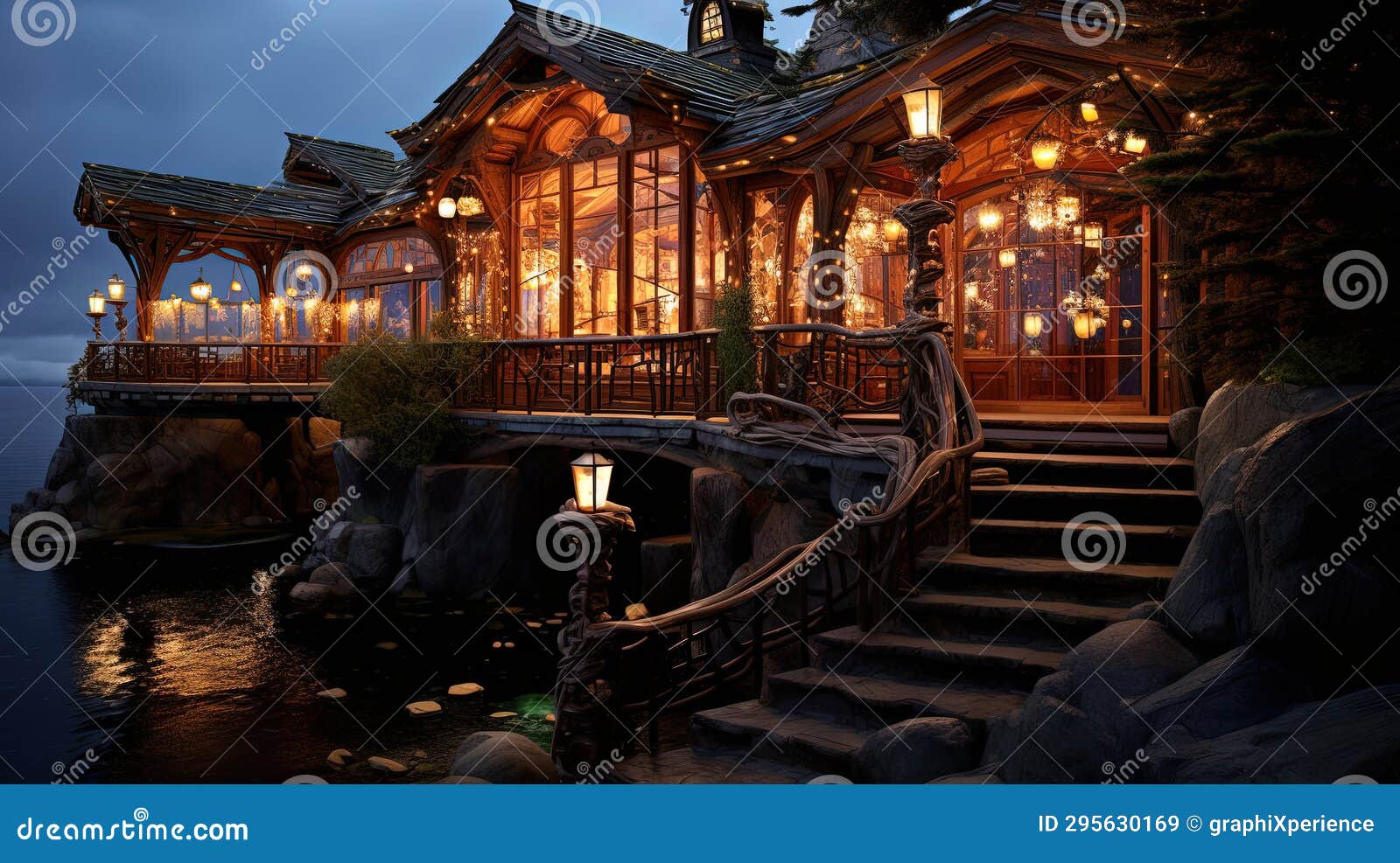 Enchanted Stone Haven stock illustration. Illustration of terraced ...