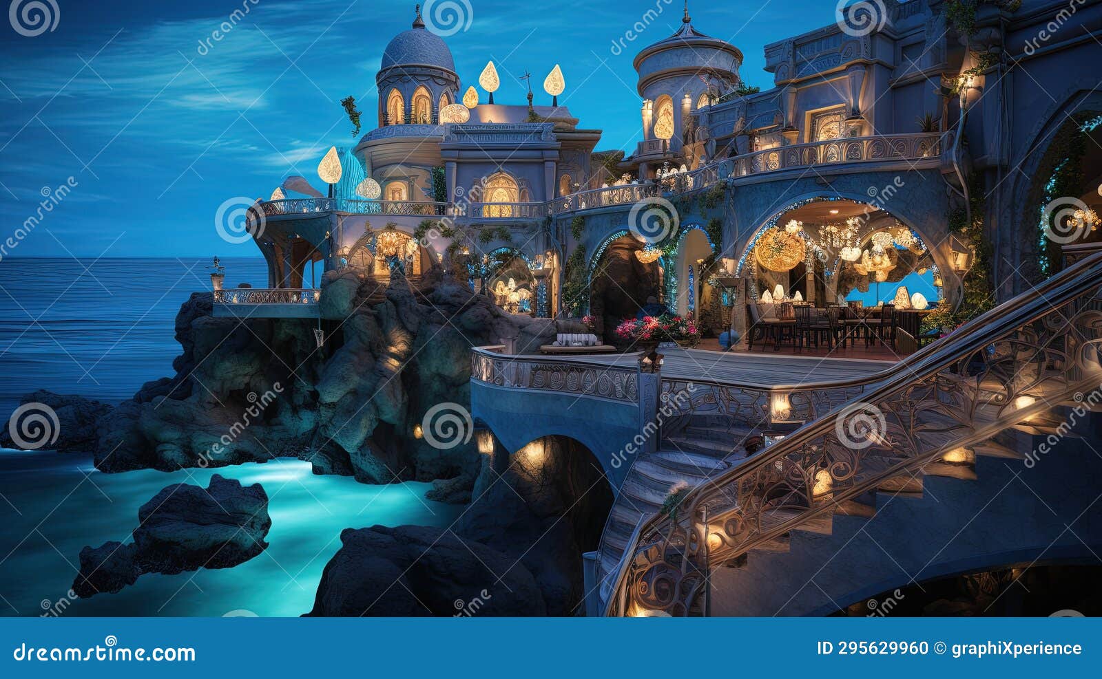 Enchanted Stone Haven stock illustration. Illustration of pool - 295629960