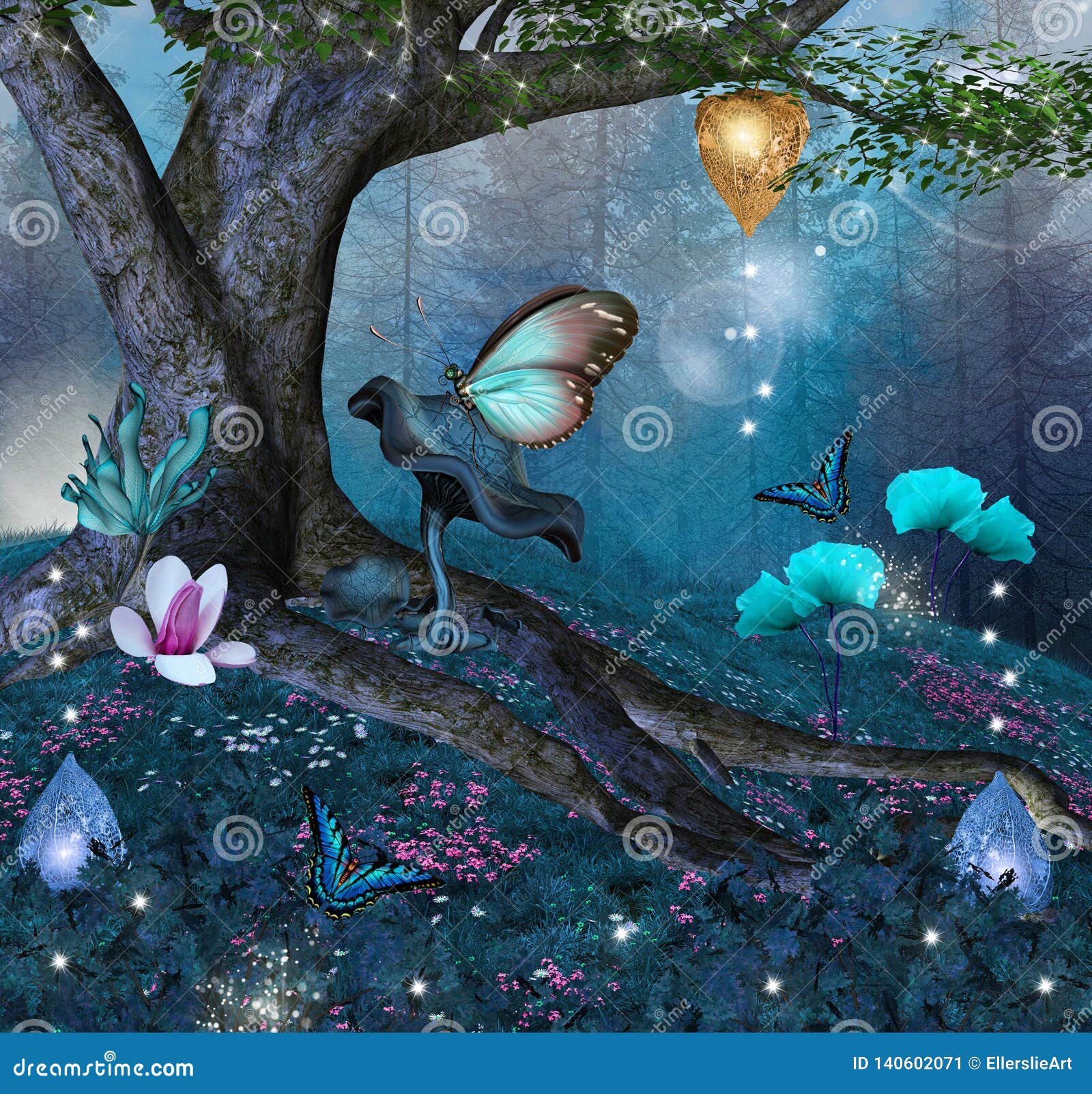 Blue Enchanted Forest Stock Illustrations – 1,532 Blue Enchanted Forest ...