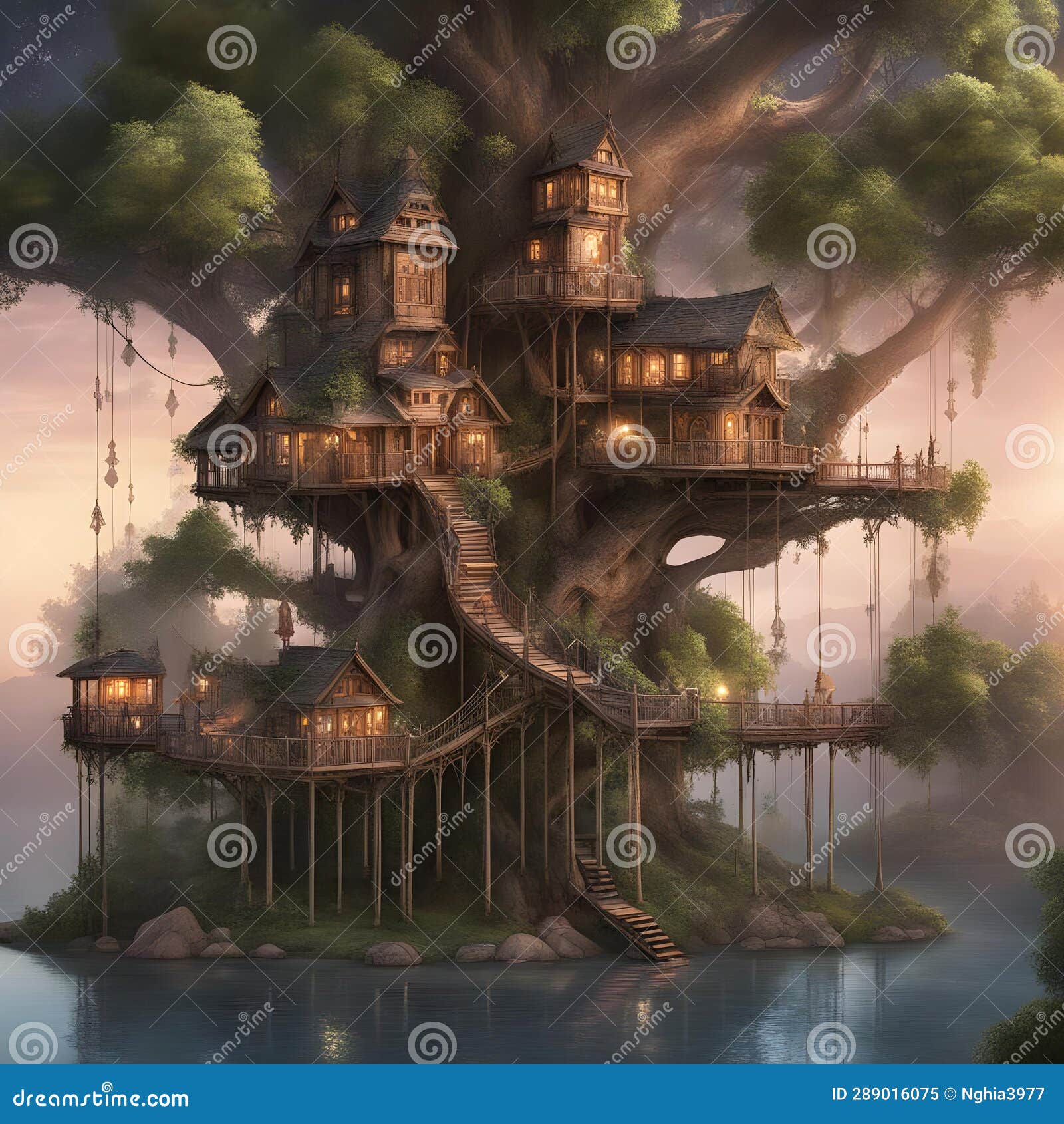 An Enchanted Treehouse Palace, Spanning Multiple Trees and Connected by ...