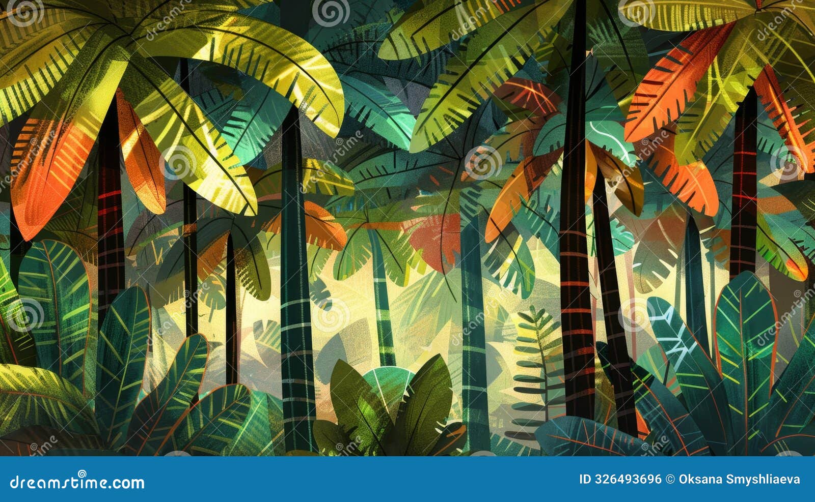 Enchanted Tropical Jungle Scene with Lush Foliage Stock Photo - Image ...
