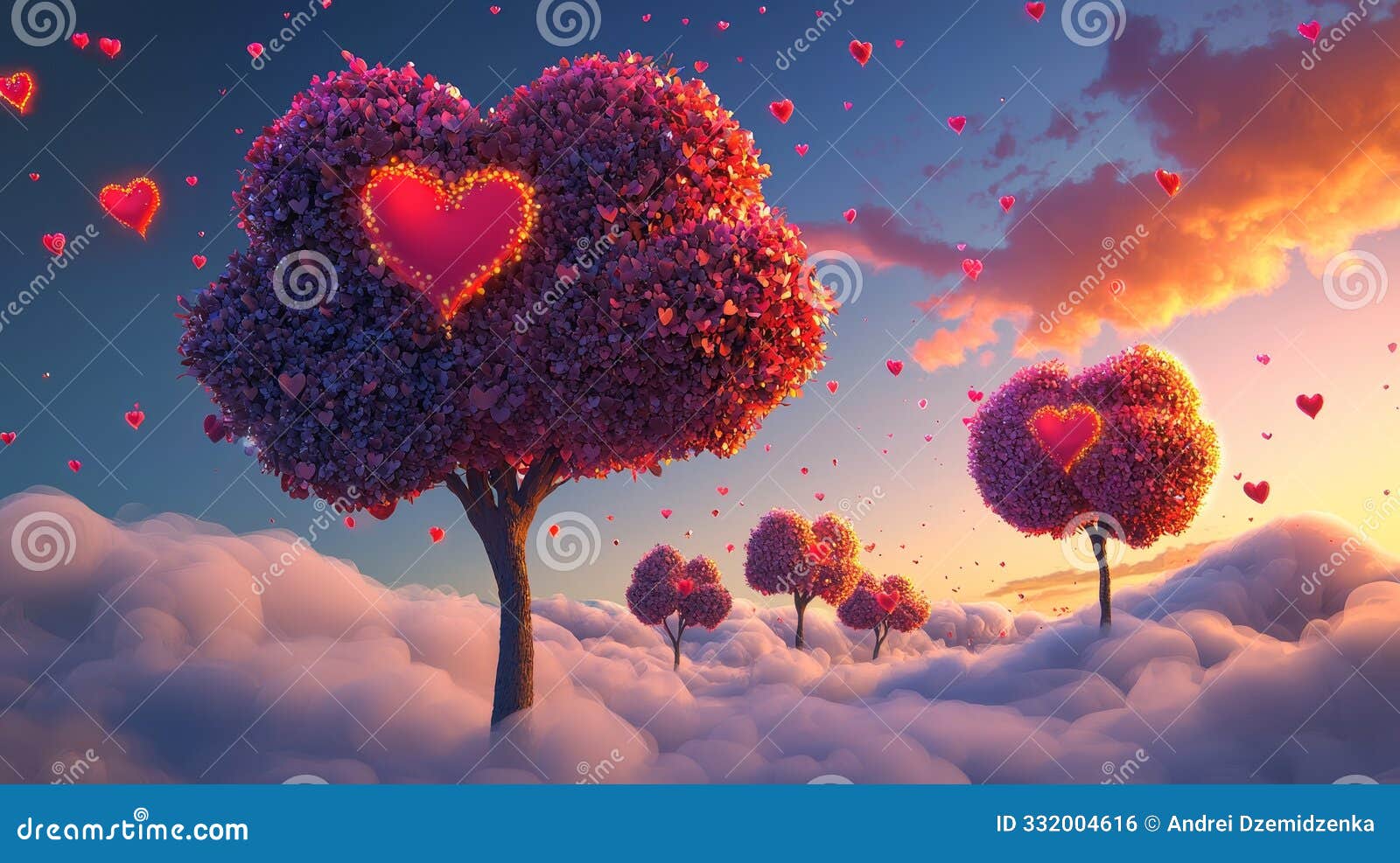 An Enchanted Woodland with a Pink Mist-enshrouded Magic Tree Stock ...