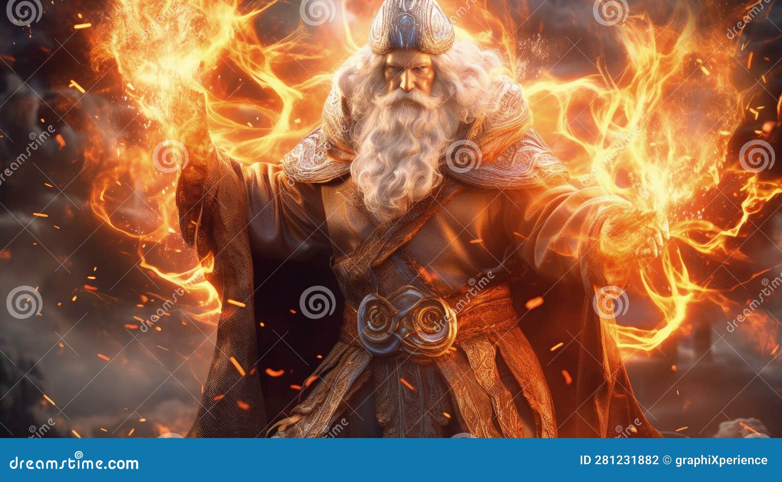 The Enchanter King with His Crackling Wand Stock Photo - Image of power ...