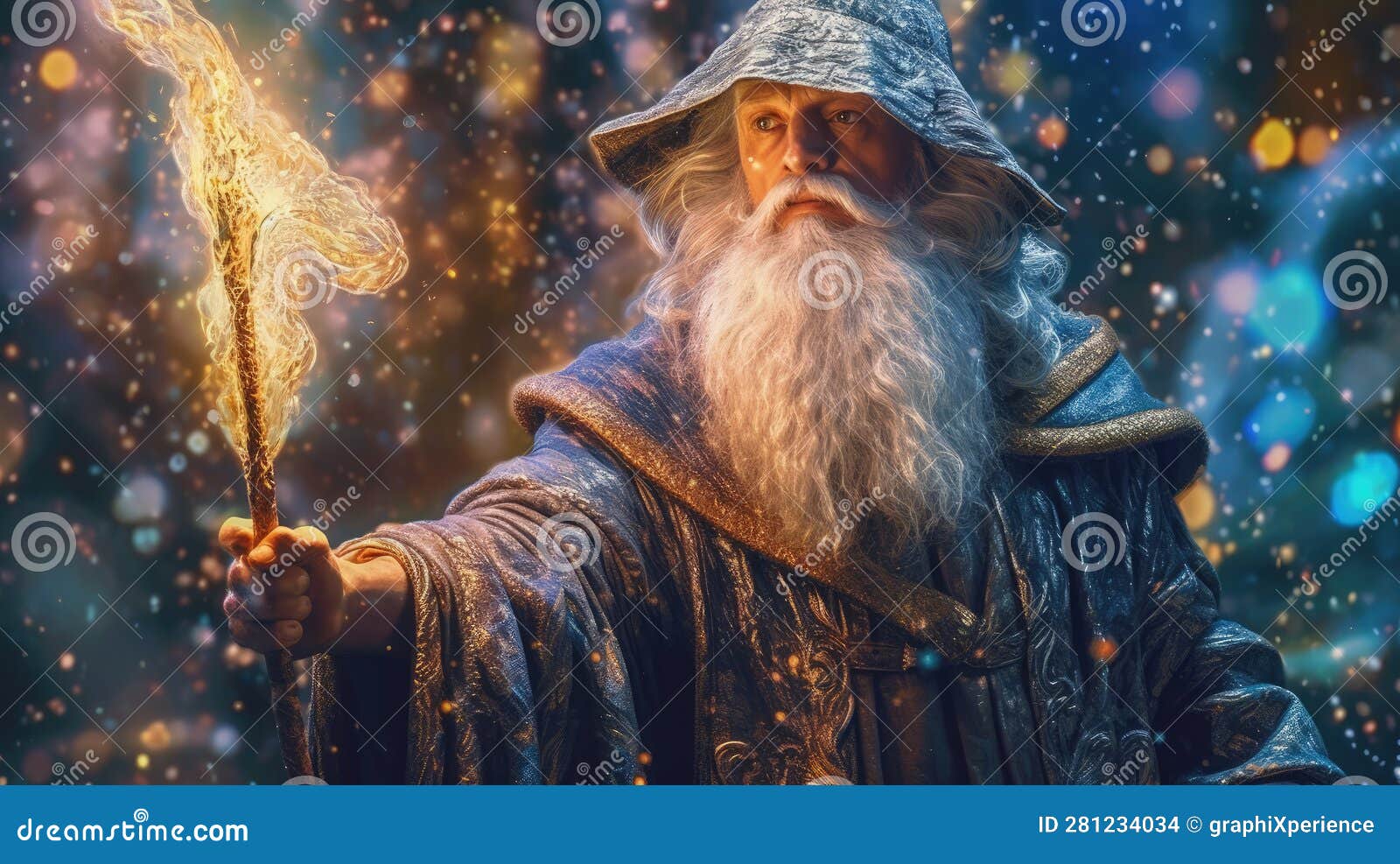The Enchanter King with His Crackling Wand Stock Photo - Image of ...
