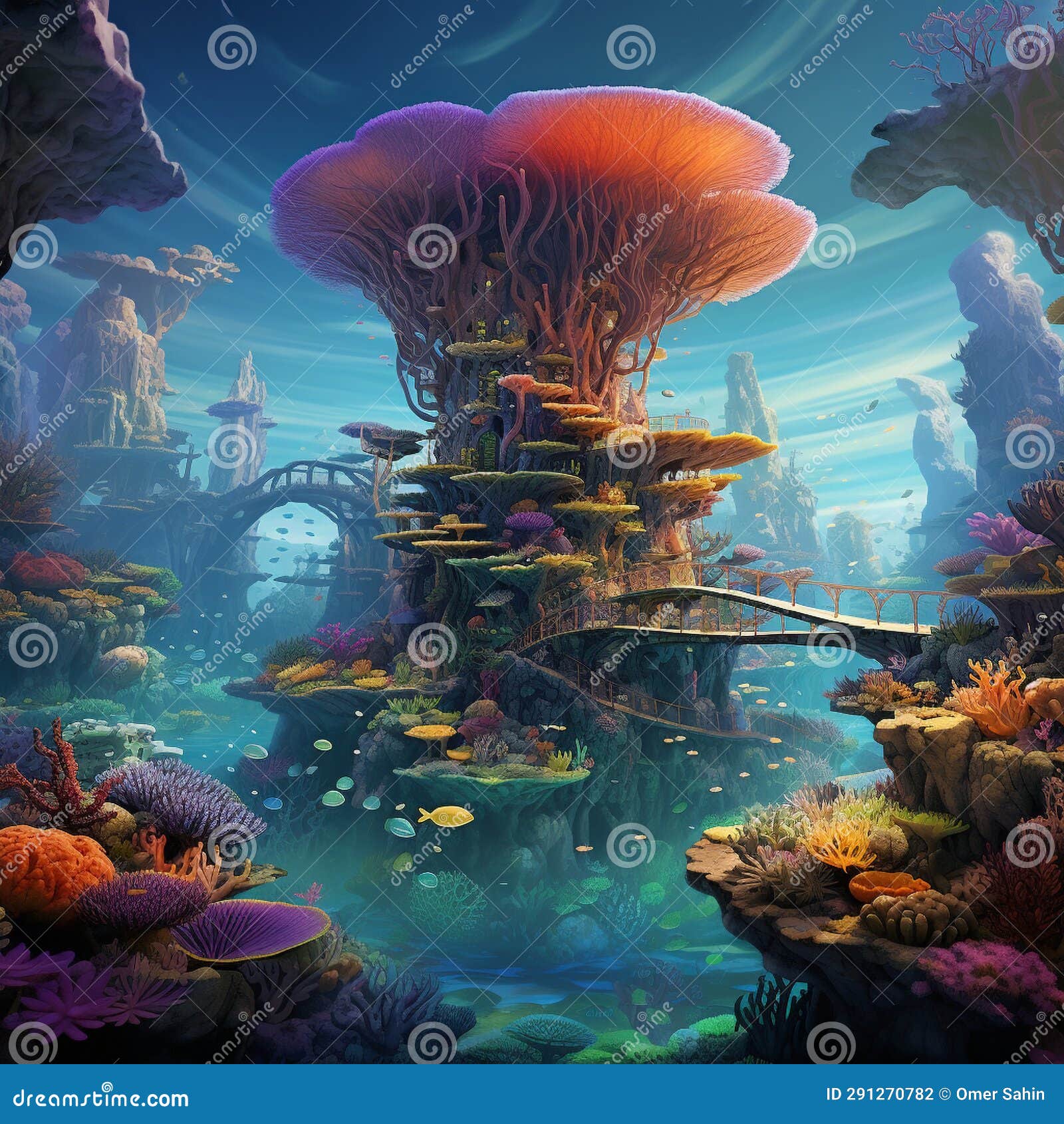 Enchanting Aerial Exploration of the Oceanic Realm Stock Illustration ...