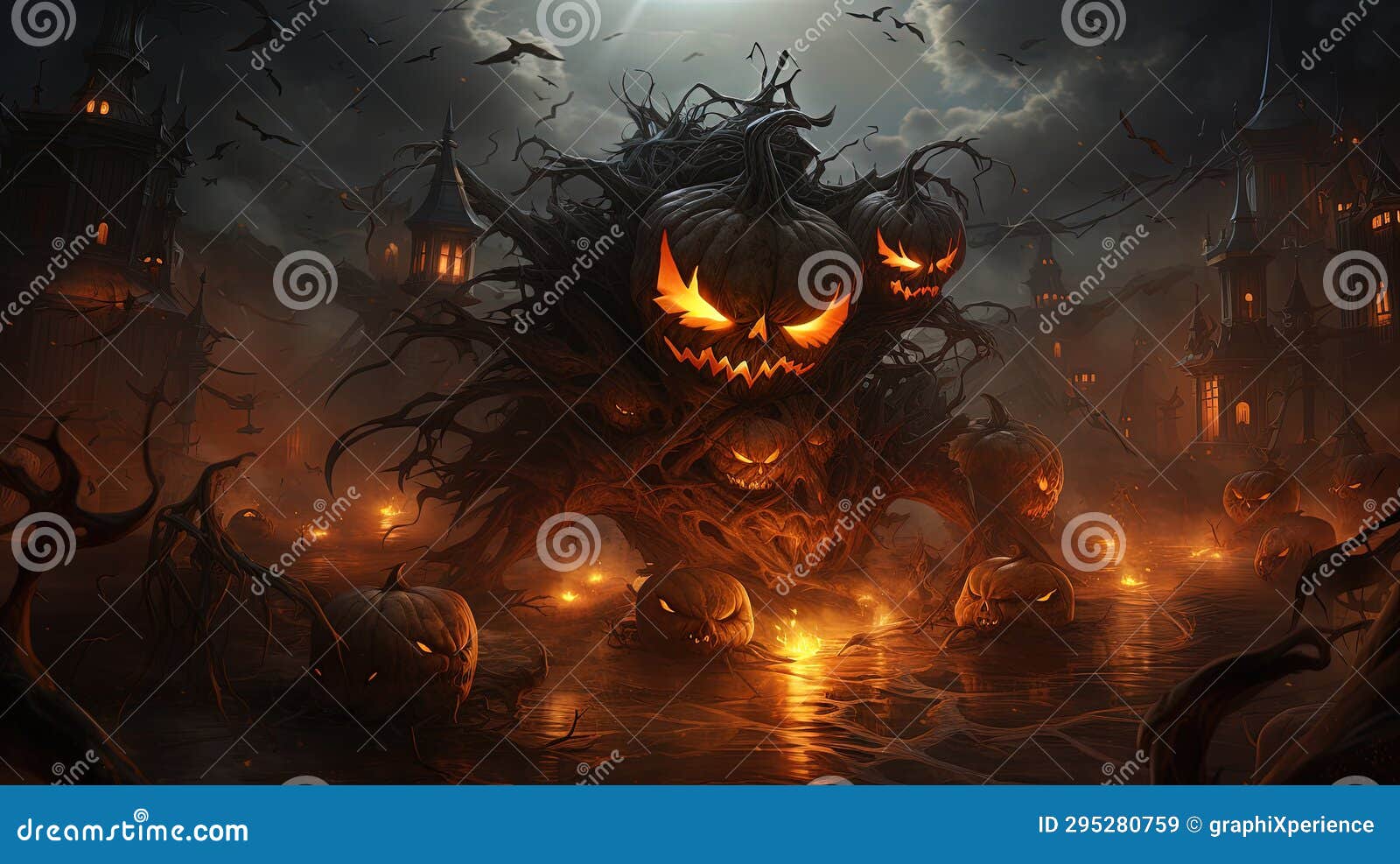 Enchanting All Hallows Eve Delight Stock Illustration - Illustration of captivating, pumpkins ...