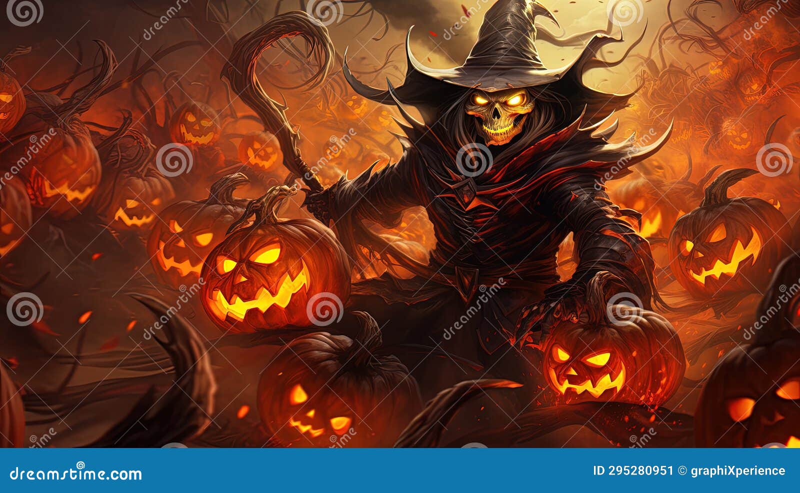 Enchanting All Hallows Eve Delight Stock Illustration - Illustration of spooky, pumpkins: 295280951