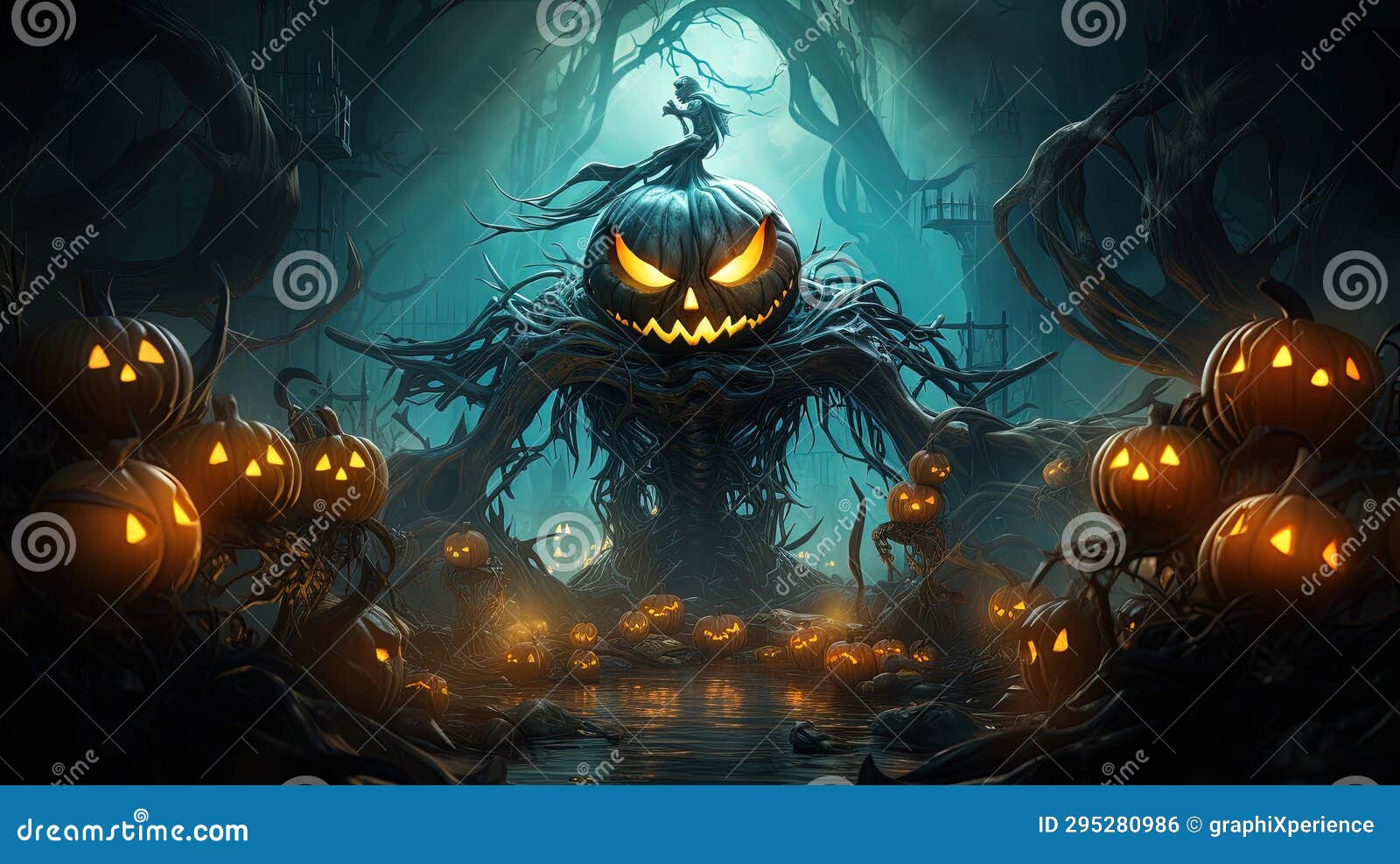 Enchanting All Hallows Eve Delight Stock Illustration - Illustration of pumpkins, captivating ...