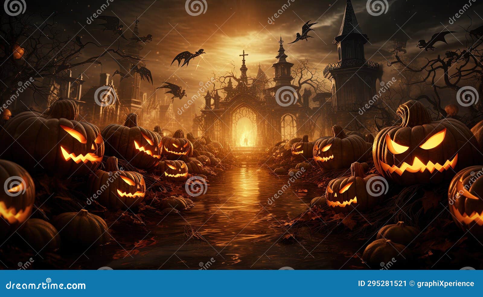 Enchanting All Hallows Eve Delight Stock Illustration - Illustration of captivating, pumpkins ...
