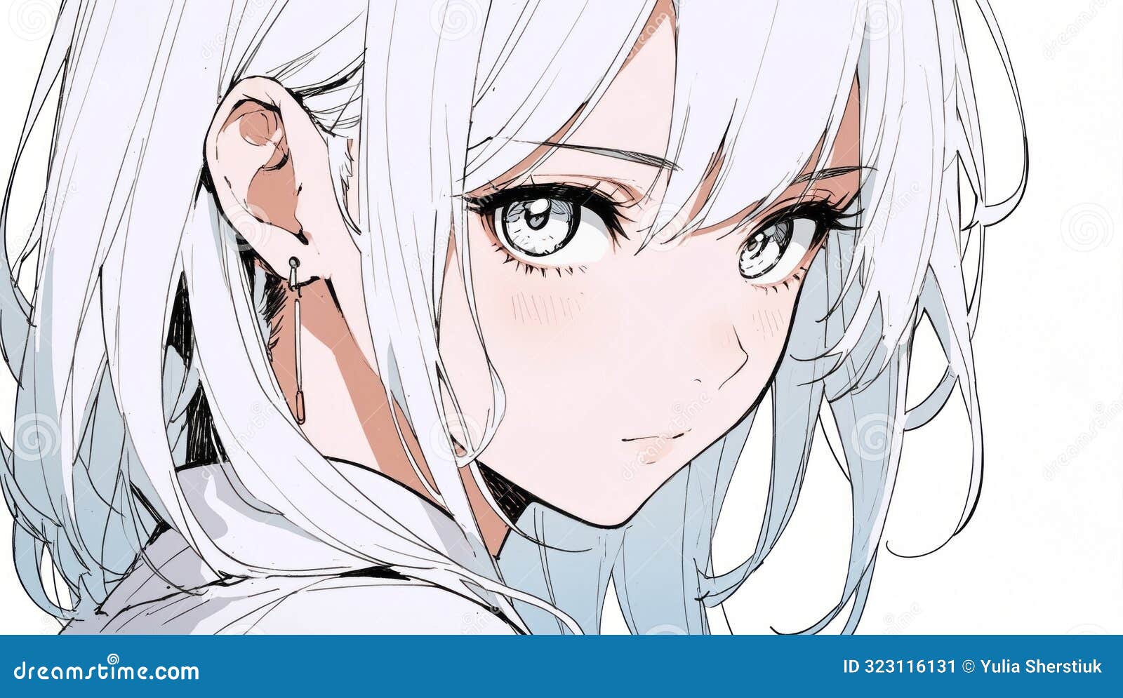 Enchanting Anime Character With A Beautiful Face. Royalty-Free Stock ...