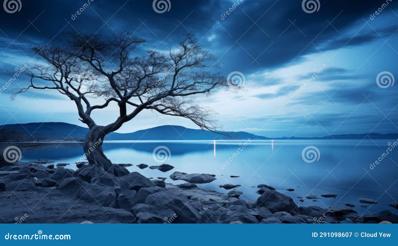 Enchanting Blue Scene, Journey through Blue Spectrum Stock Illustration ...