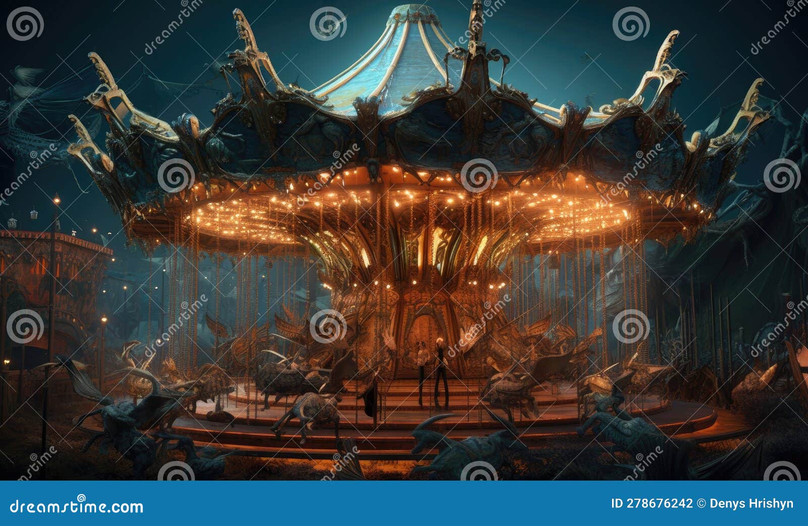 Enchanting Carousel with Intricate Details and Magical Elements ...