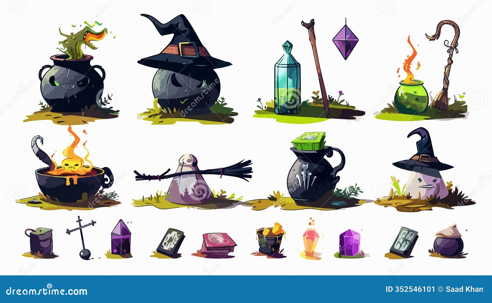 Enchanting Collection of Witchcraft Magic Potions and Objects Stock ...