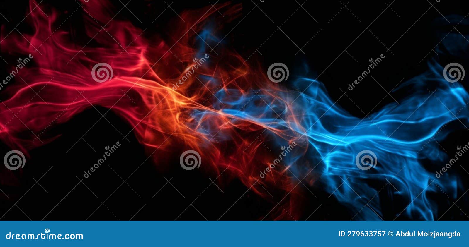 Enchanting Combination of Blue and Red Flames Isolated on Black Stock ...