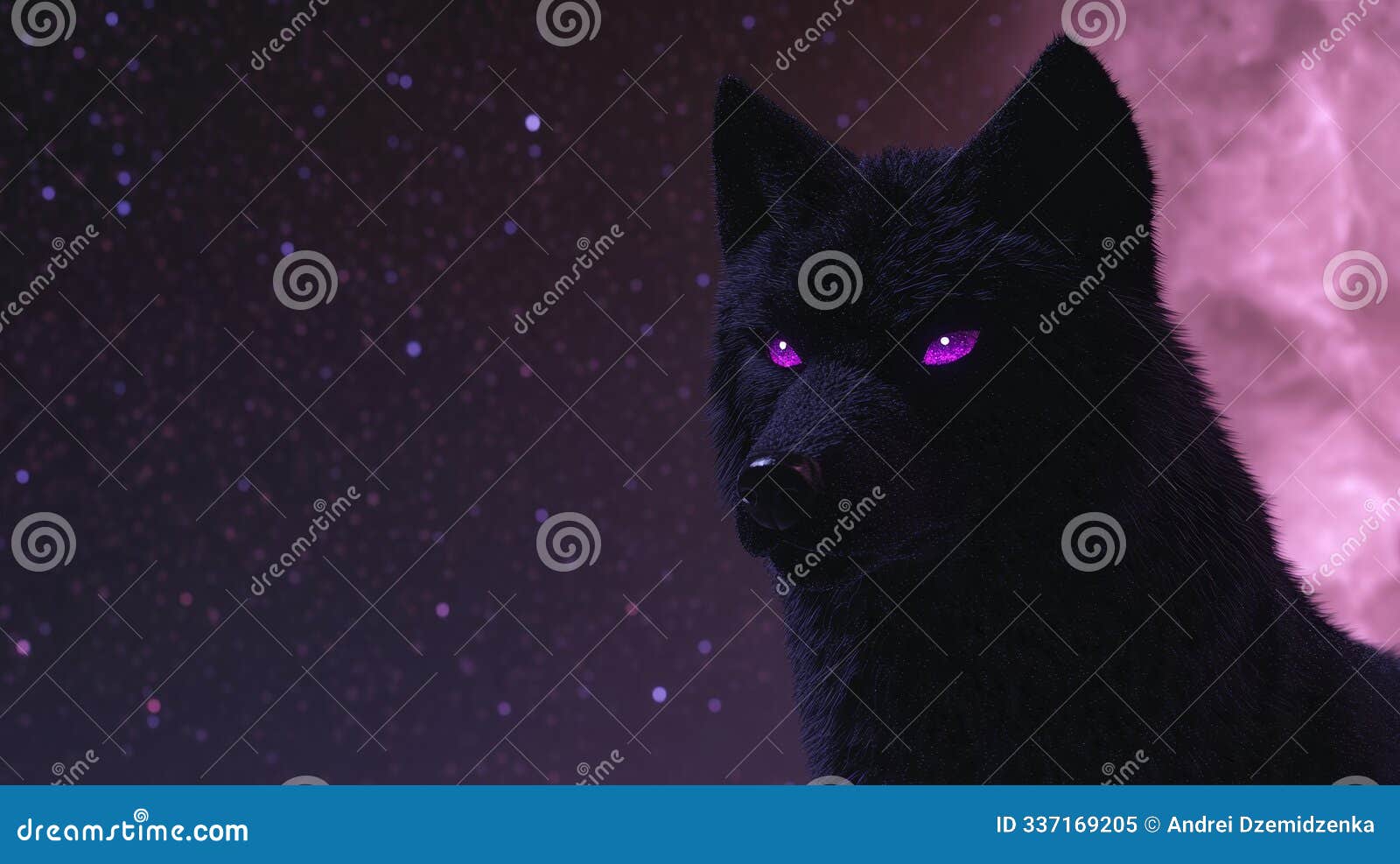 An Enchanting Cosmic Wolf Illustration with Neon Colors and Intricate ...