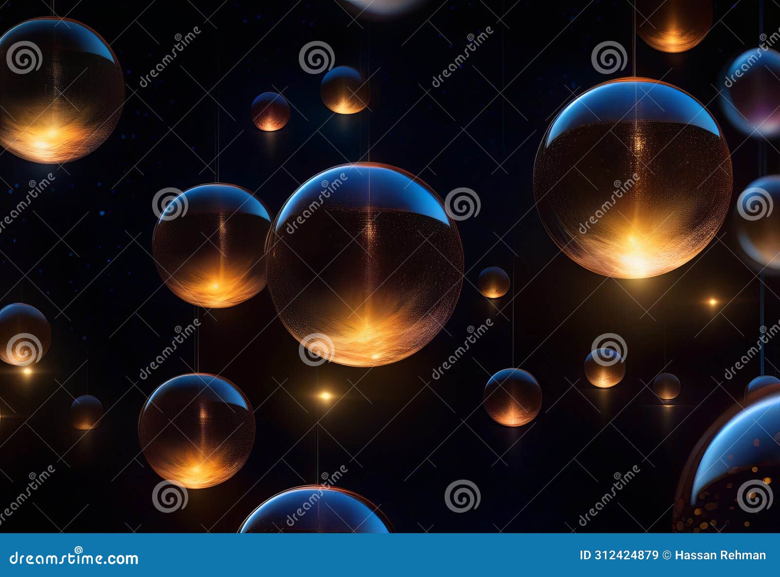 The Enchanting Dance of Glowing Spherical Orbs in the Cosmos Stock ...
