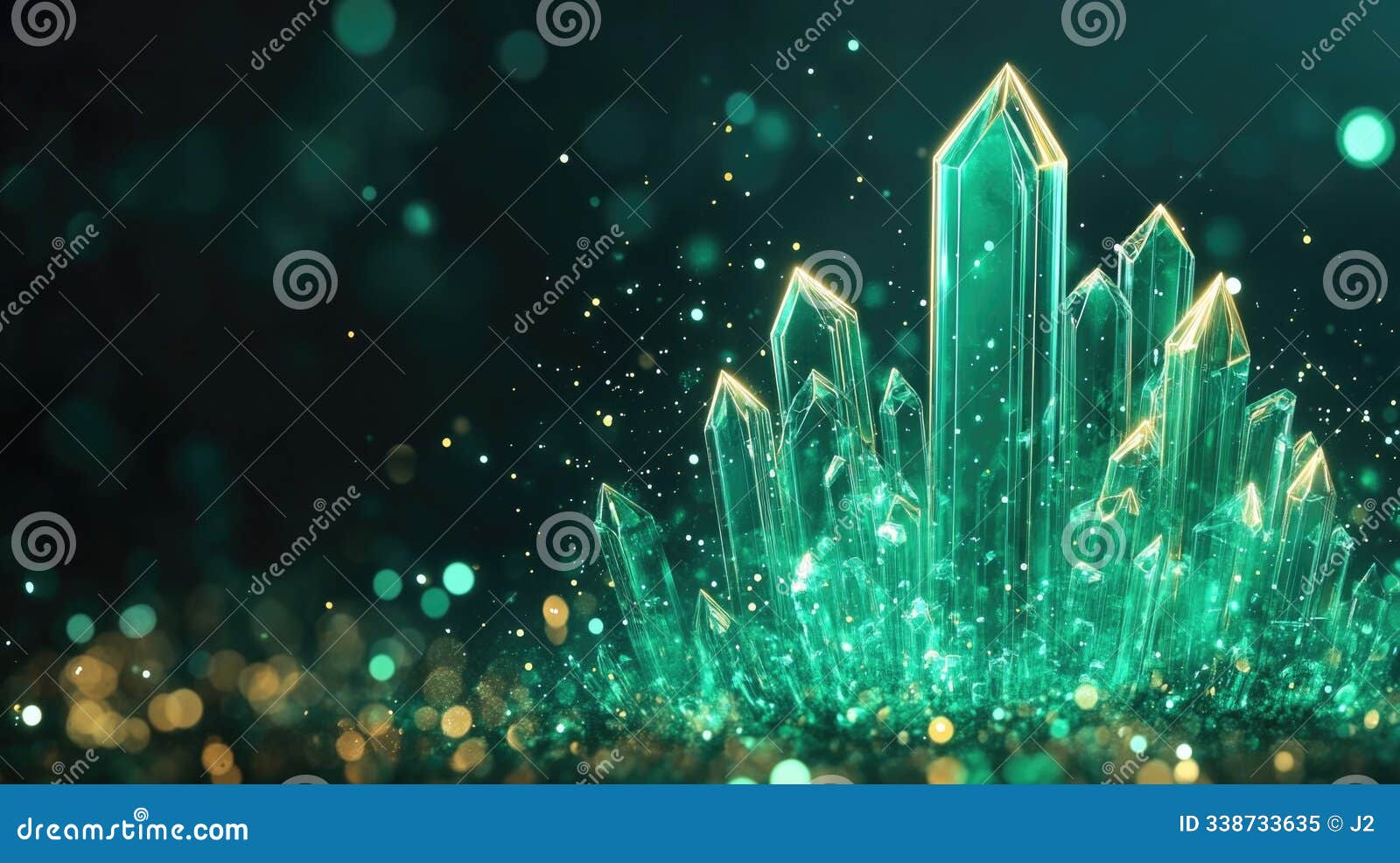 Enchanting Emerald Crystals Sparkling with Magical Glow Stock Image ...