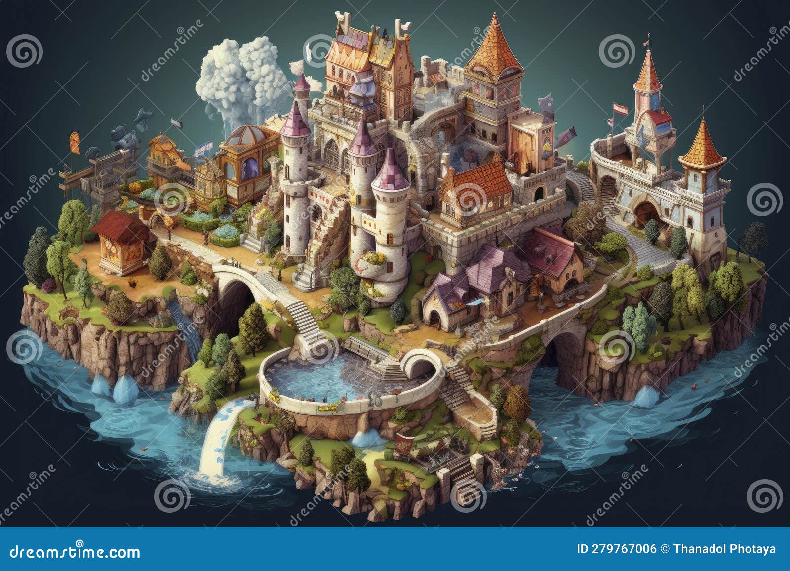 Castles Isometric. Medieval Historical Cartoon Architecture Buildings ... Castles Isometric. Medieval Historical Cartoon Architecture Buildings ...