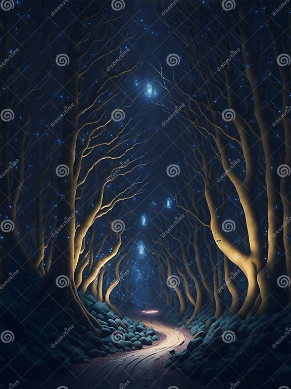 An Enchanting Forest Clearing Adorned with Sparkling Lights and ... An Enchanting Forest Clearing Adorned with Sparkling Lights and ...