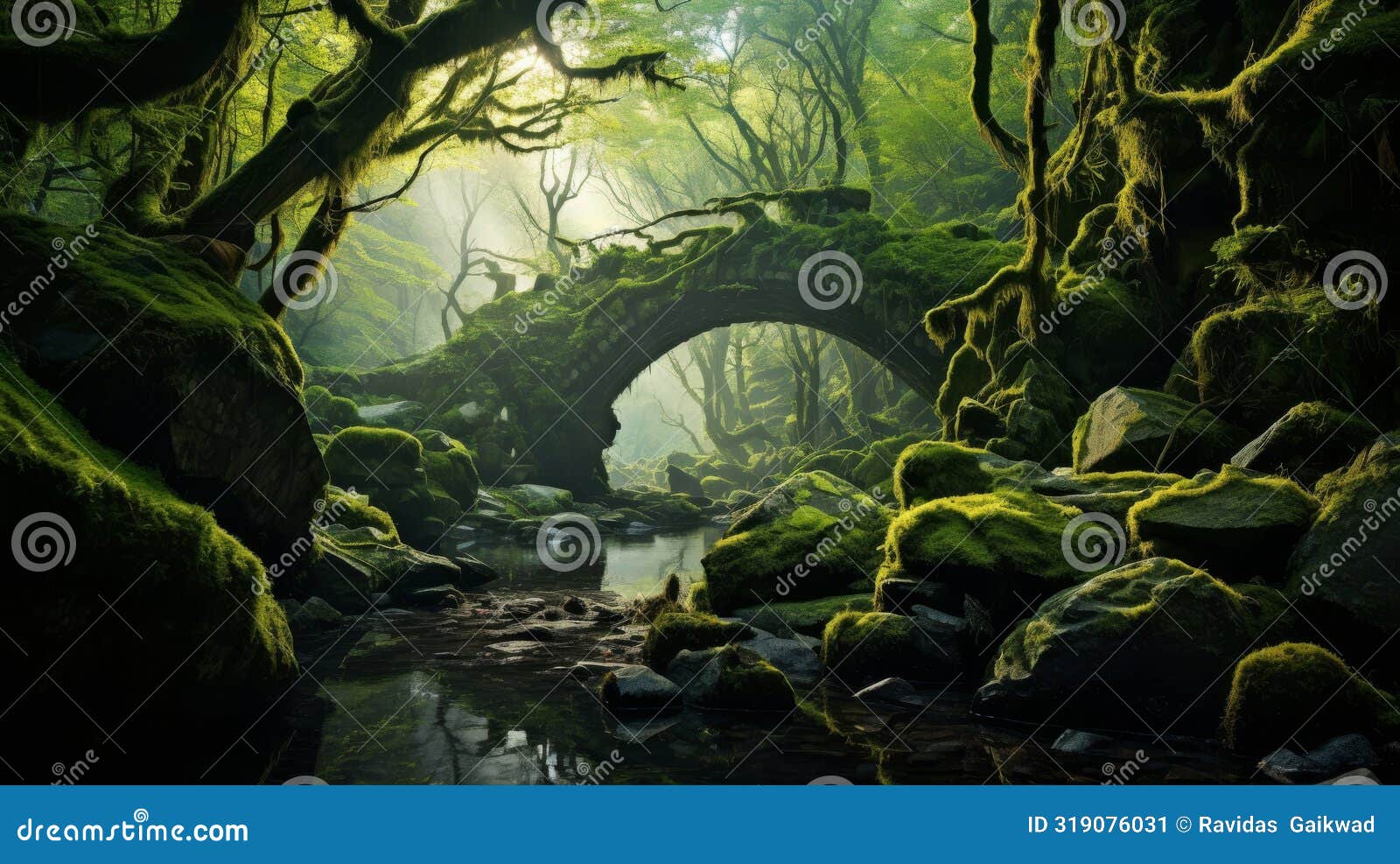 Enchanting Forest Landscape Scene Stock Illustration - Illustration of ...