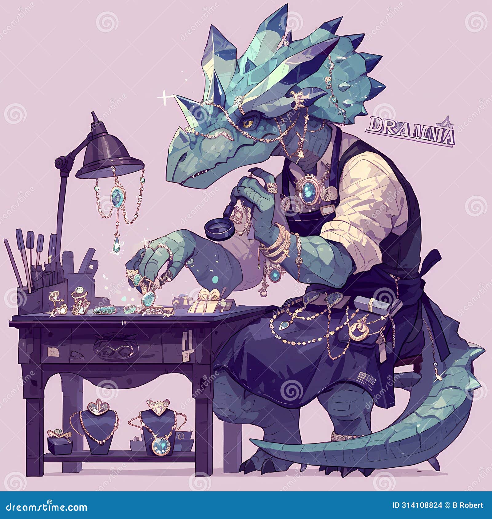 Creative Craftsman Dracorex, the Ultimate Gemsmith! Stock Illustration ...