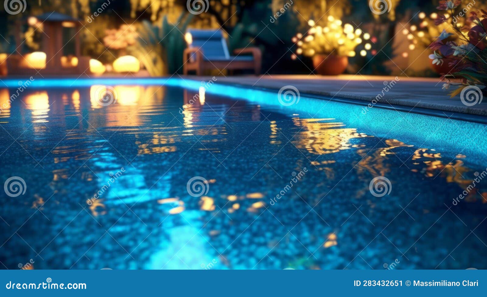An Enchanting Image of a Clean Pool Illuminated by Soft Lighting, with ...