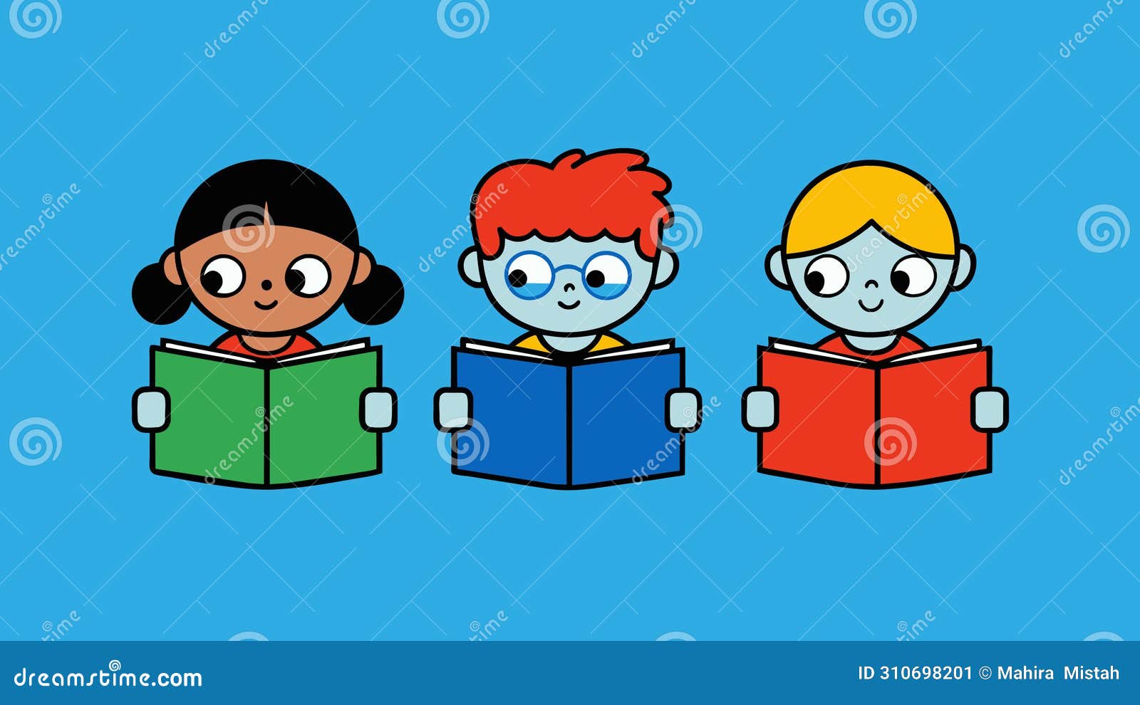 Enchanting Kids Reading Books Captivating Vector Art for Young Minds ...