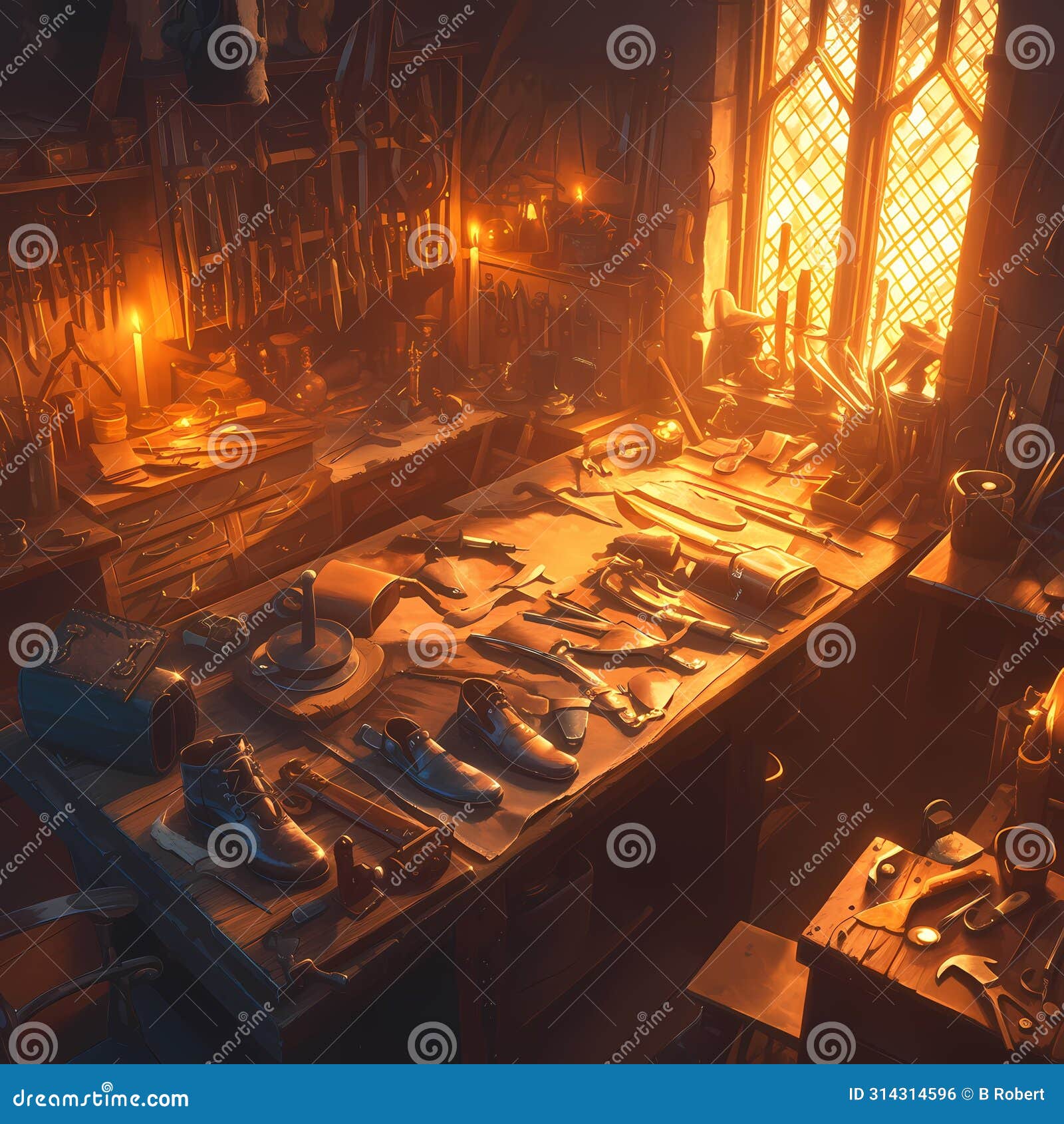 Enchanting Medieval Leather Craftsmanship Stock Illustration ...