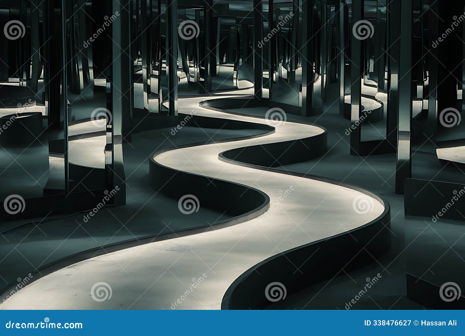 Captivating Mirror Maze Experience Stock Illustration - Illustration of ...