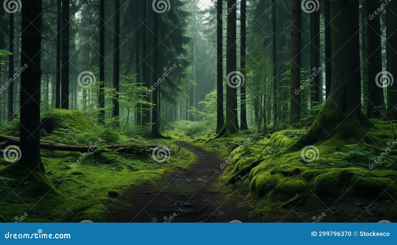 Enchanting Moss-covered Forest Path in Terragen Style Stock ...