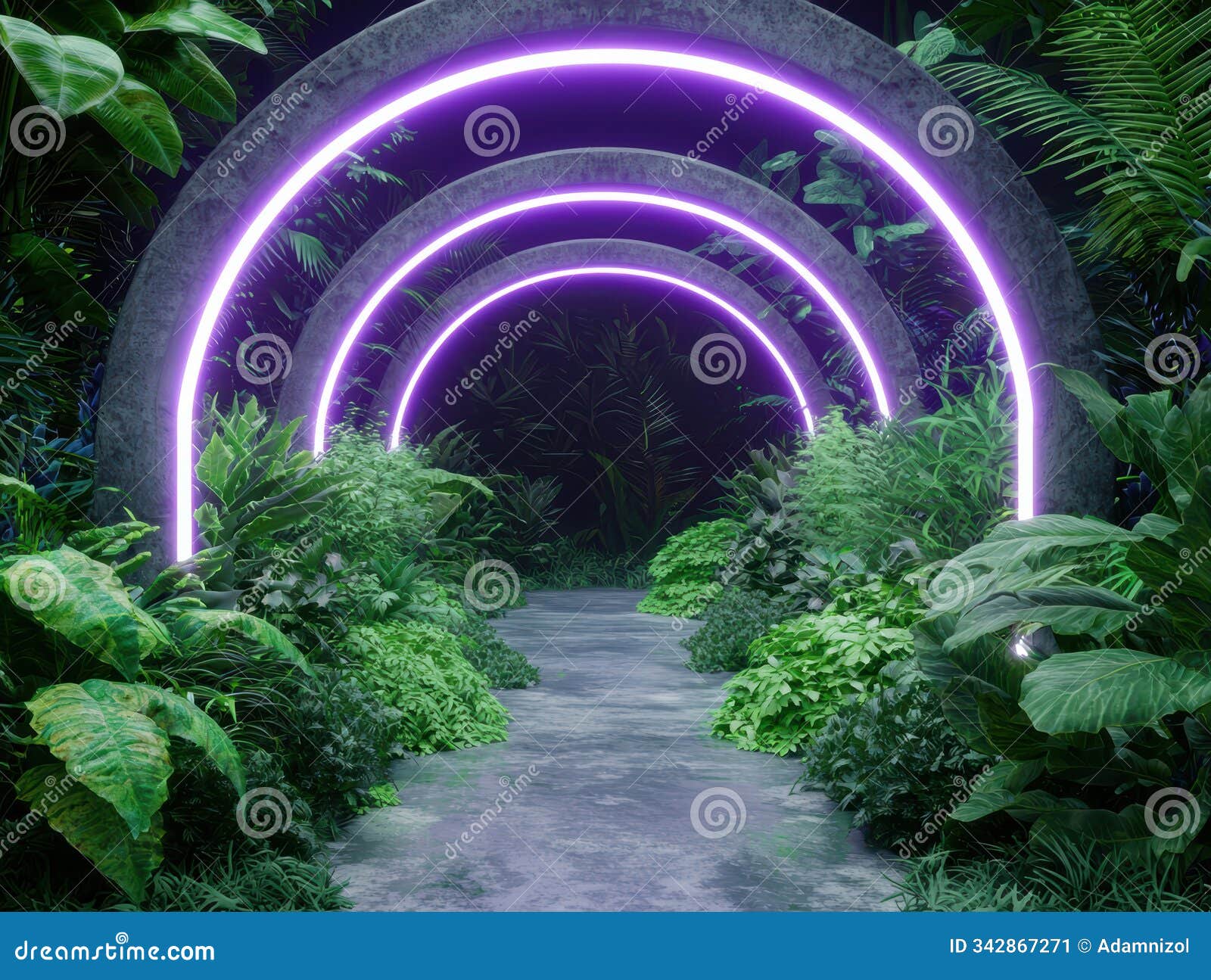 Neon Jungle Card Template. Bright Tropical Leaves, Flowers, Butterfly ...