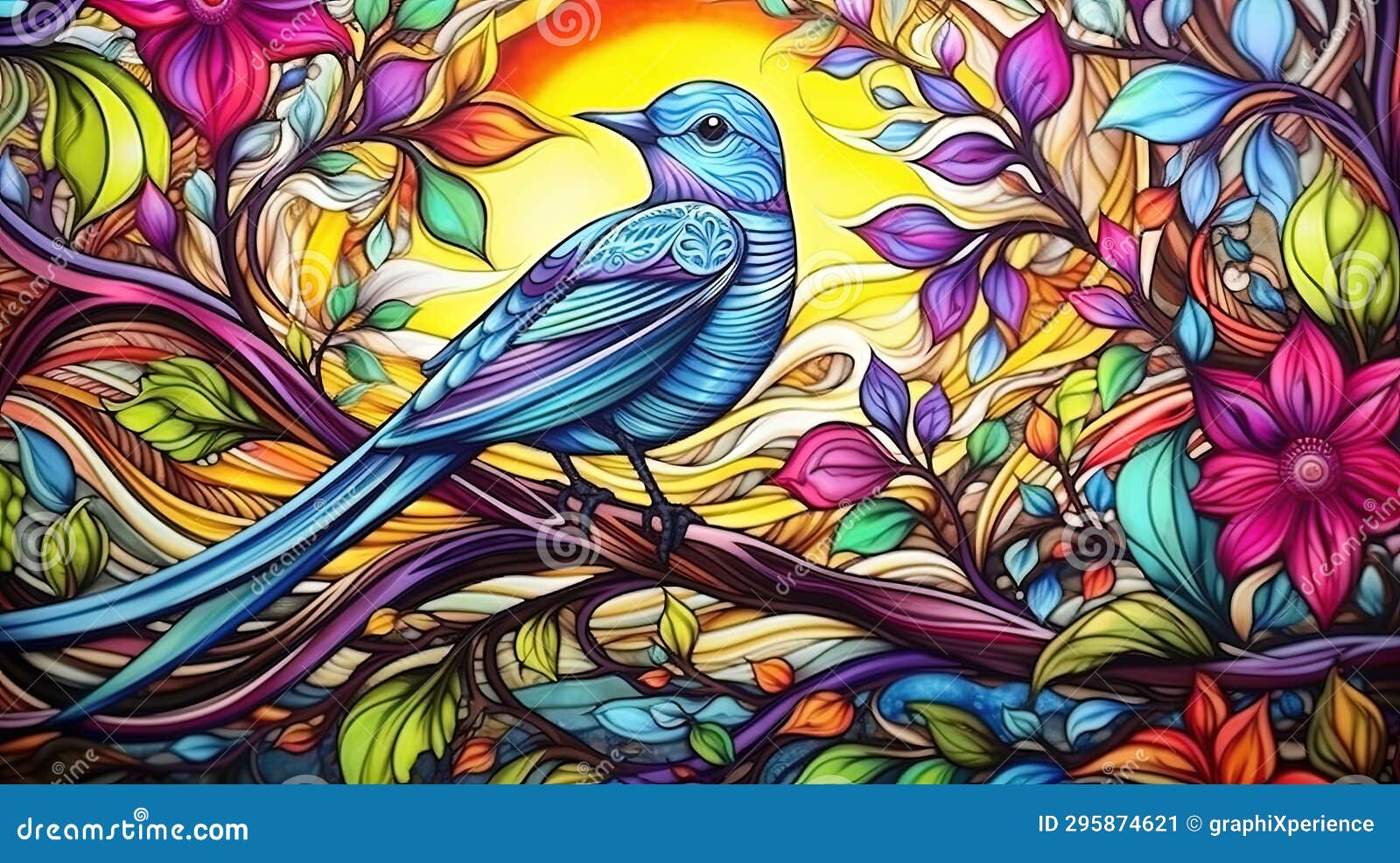 Enchanting Nightingale Tapestry Stock Illustration - Illustration of ...