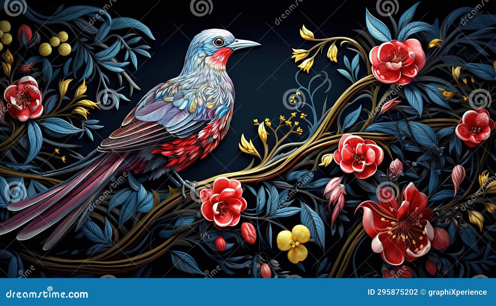 Enchanting Nightingale Tapestry Stock Illustration - Illustration of ...