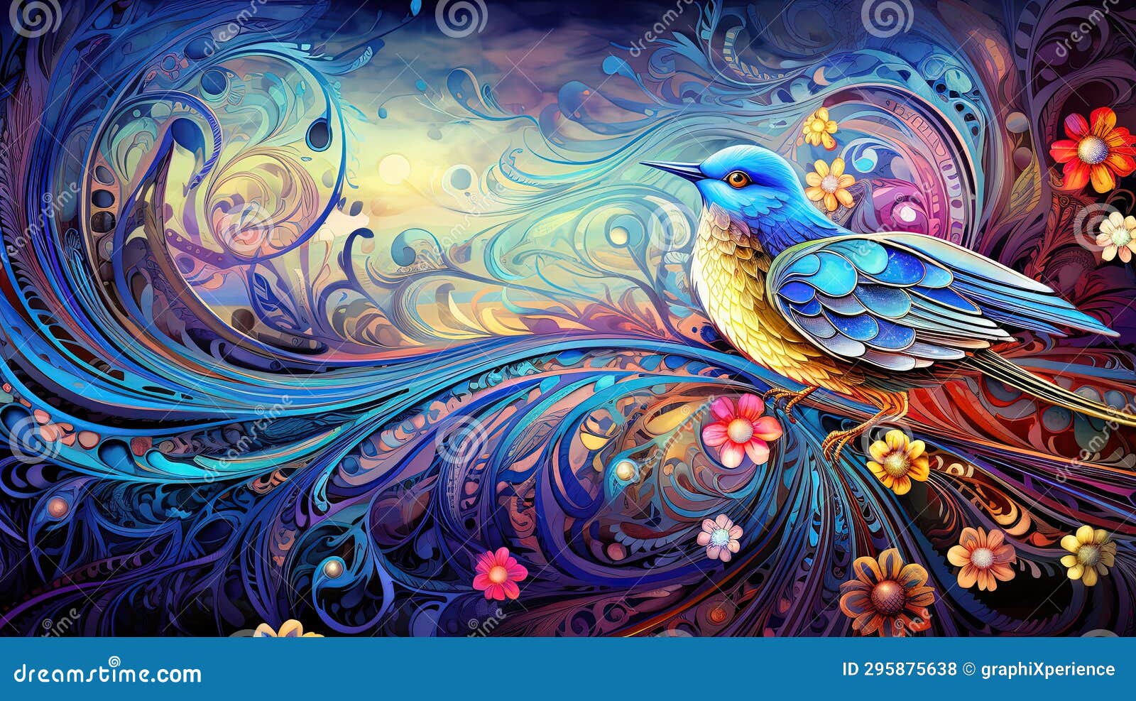 Enchanting Nightingale Tapestry Stock Illustration - Illustration of ...