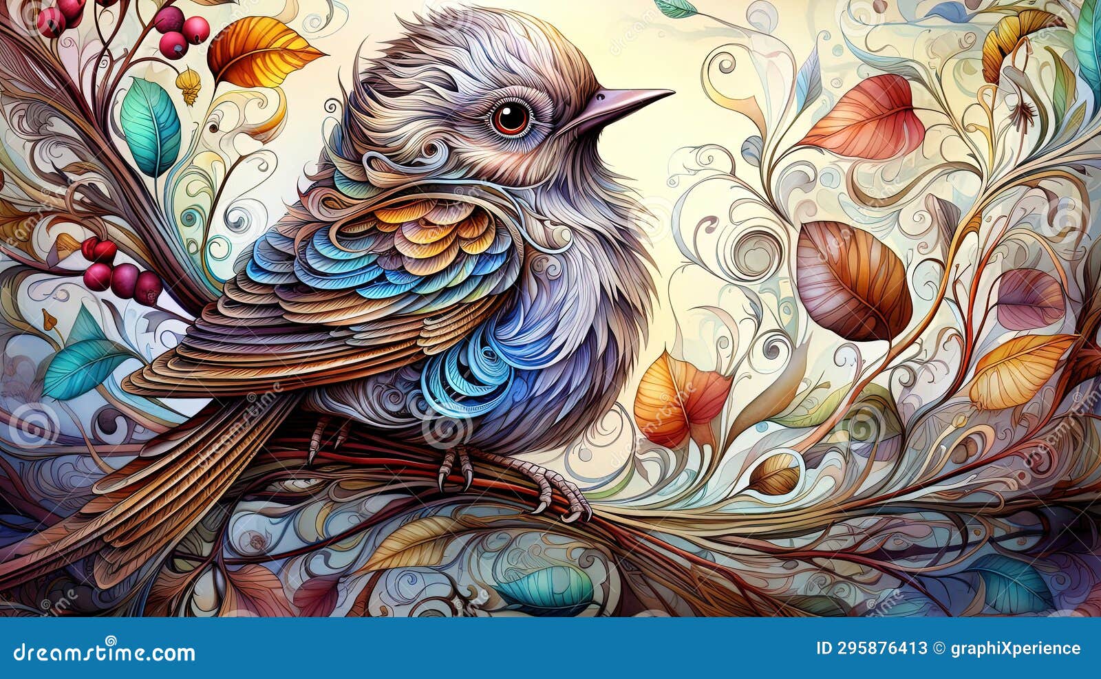 Enchanting Nightingale Tapestry Stock Illustration - Illustration of ...