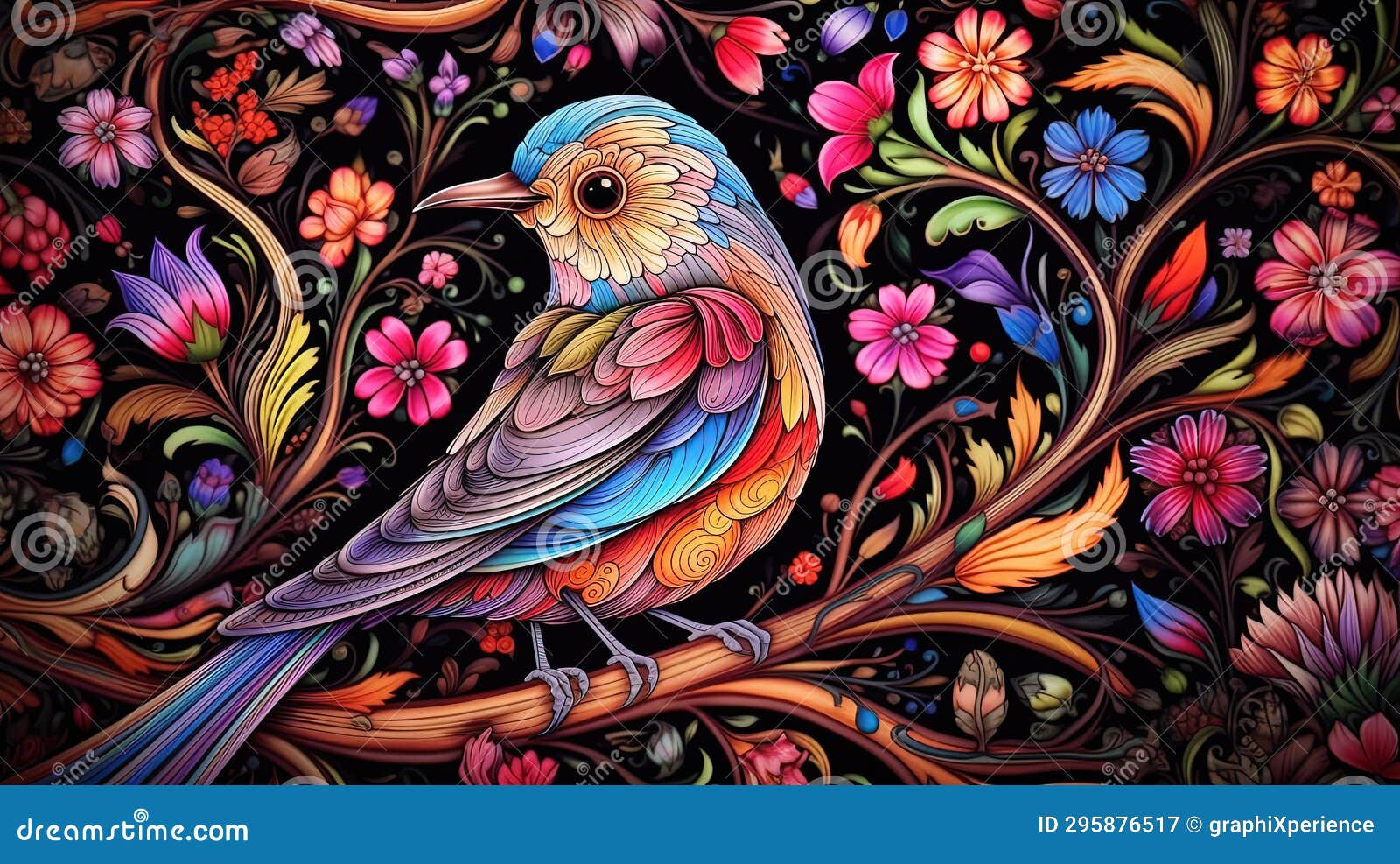 Enchanting Nightingale Tapestry Stock Illustration - Illustration of ...