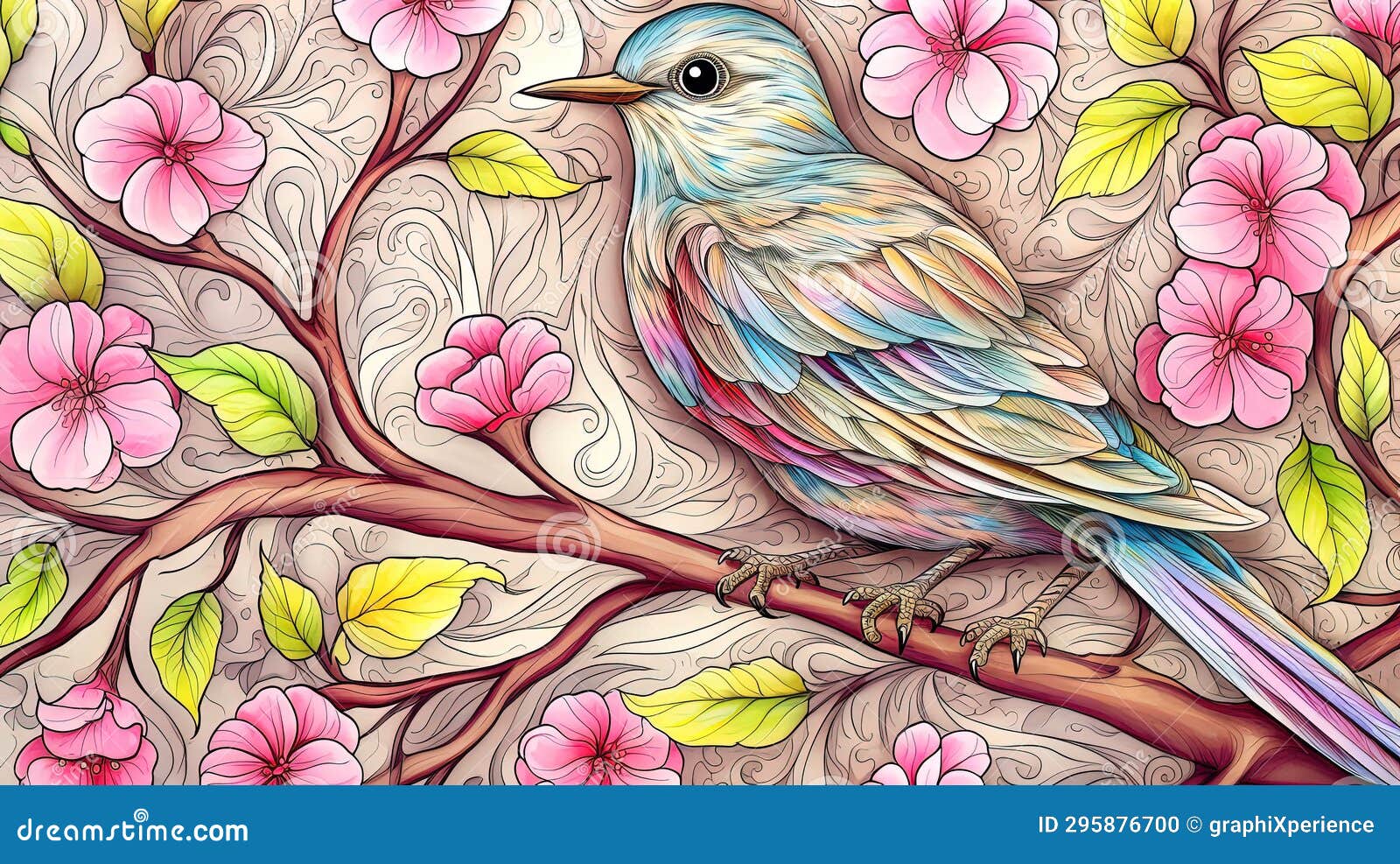 Enchanting Nightingale Tapestry Stock Illustration - Illustration of ...