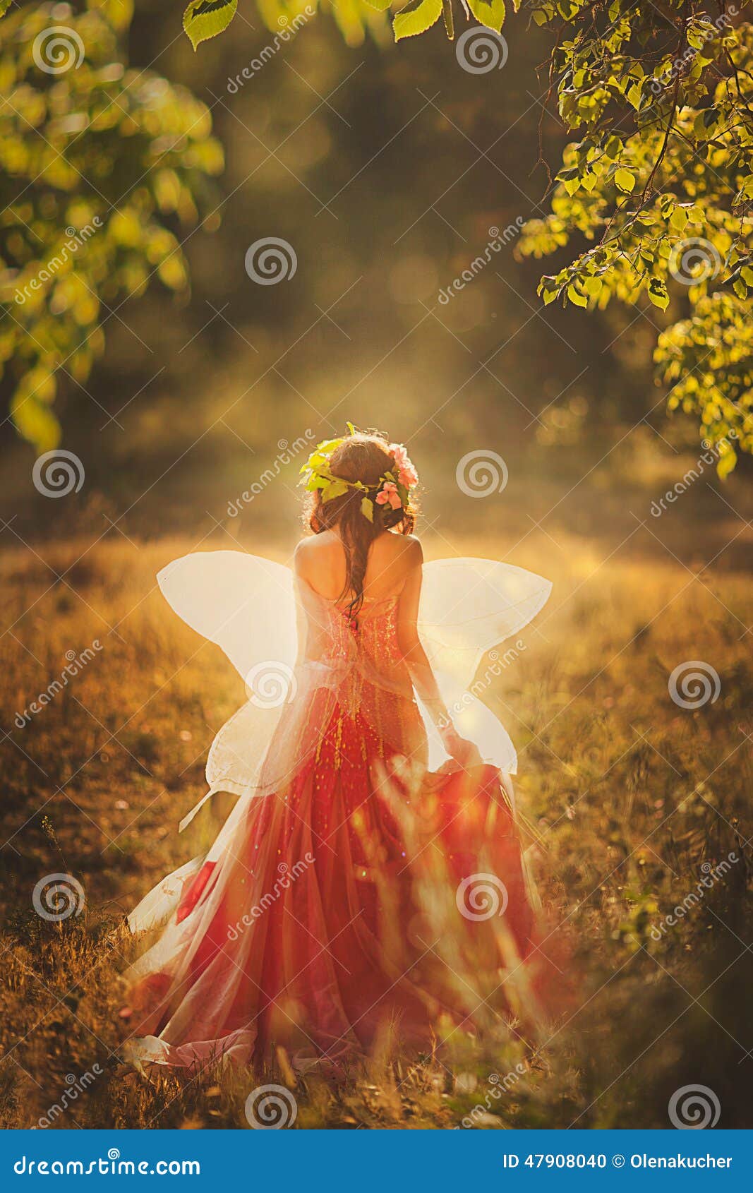 Enchanting Nymph in forest stock photo. Image of myth - 47908040