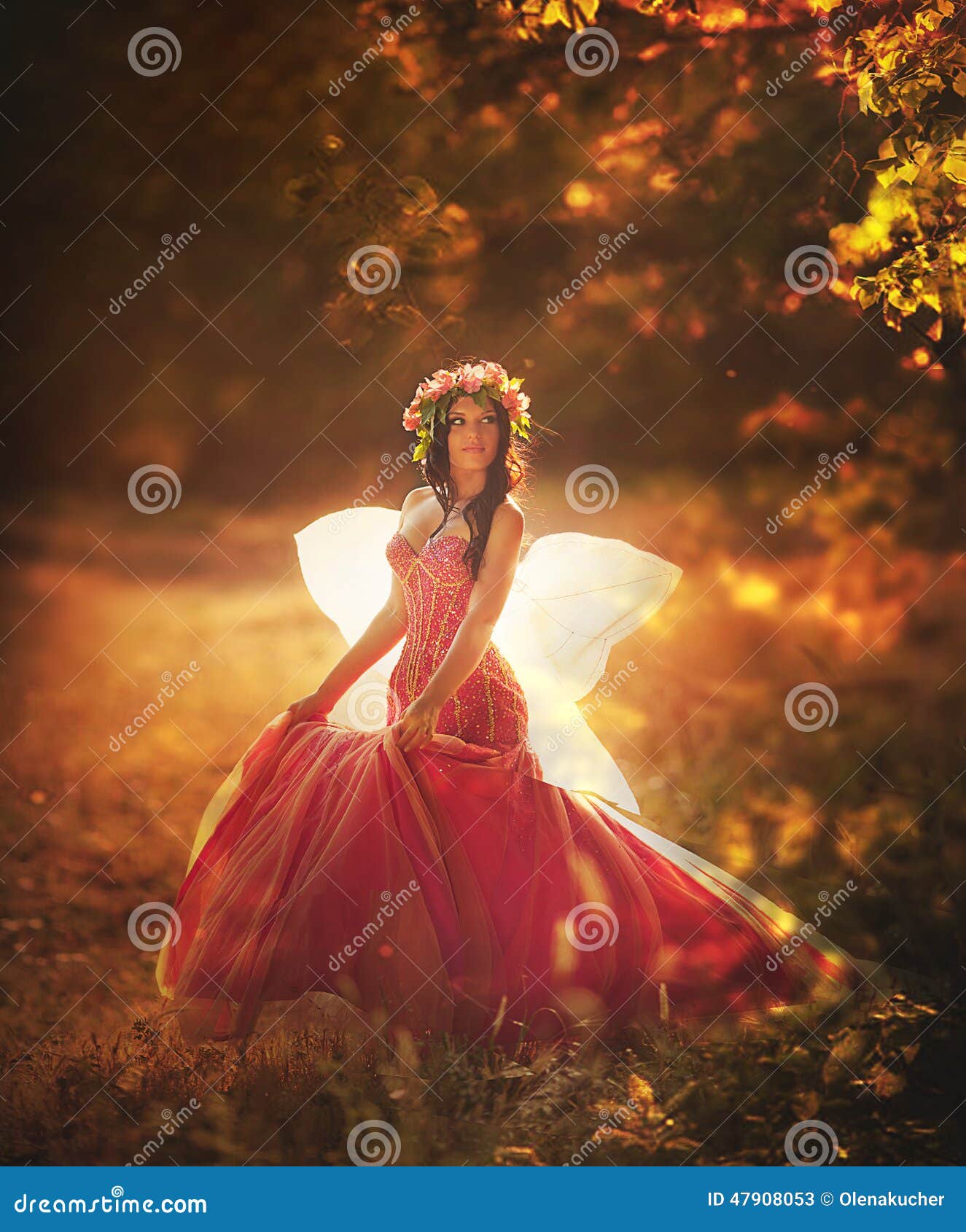 Enchanting Nymph in forest stock image. Image of pixie - 47908053