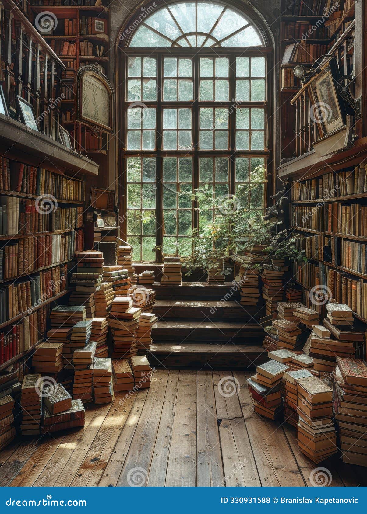 An Enchanting Old Library with Towering Bookshelves and an Ancient ... An Enchanting Old Library with Towering Bookshelves and an Ancient ...