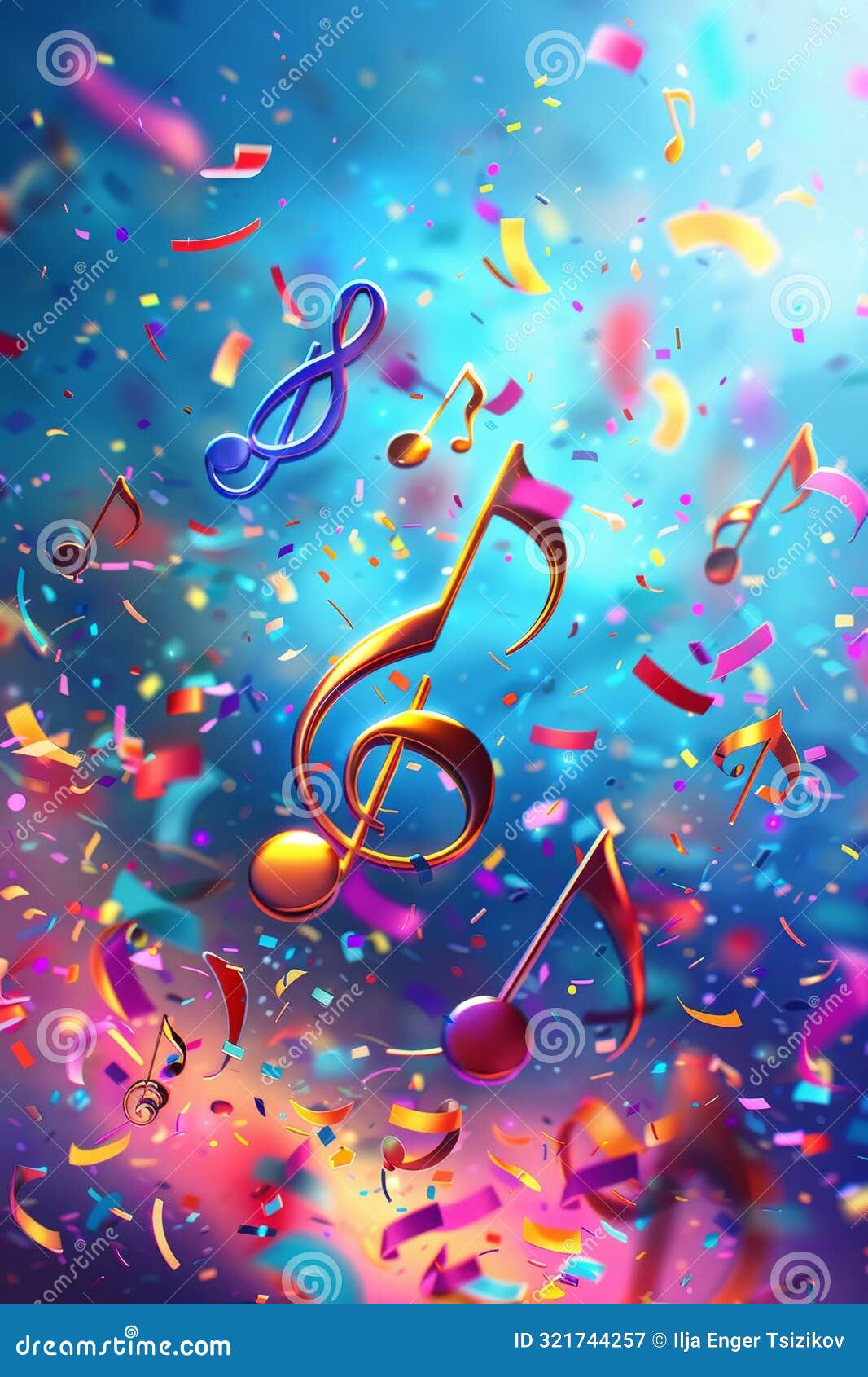 Enchanting Pastel Background with Musical Notes and Confetti Creating a ...