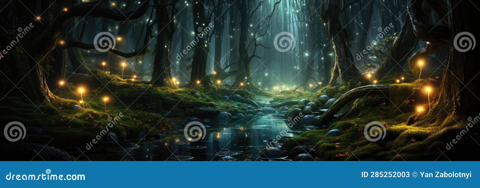 Enchanting Path through a Magical Forest Stock Illustration ...
