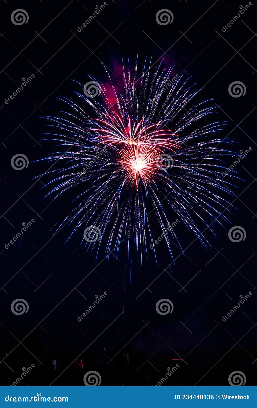 Enchanting Rain Firework in the Night Sk Stock Photo - Image of party ...