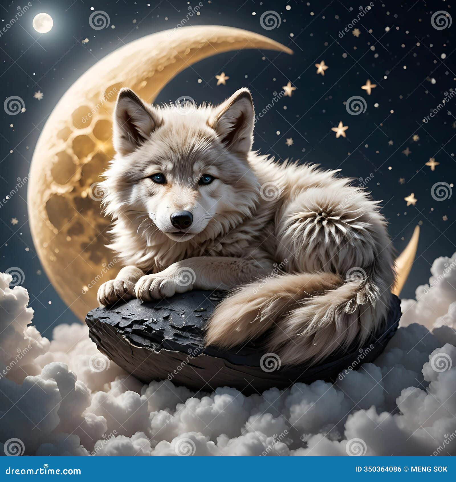This Enchanting Scene Features a Wolf Nestled in a Celestial Setting ...