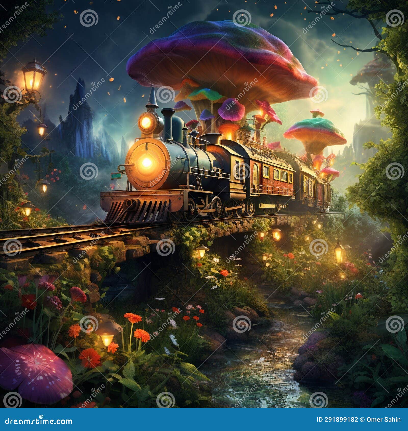 Enchanting Scene of a Model Train Chugging through a Mystical Forest ...