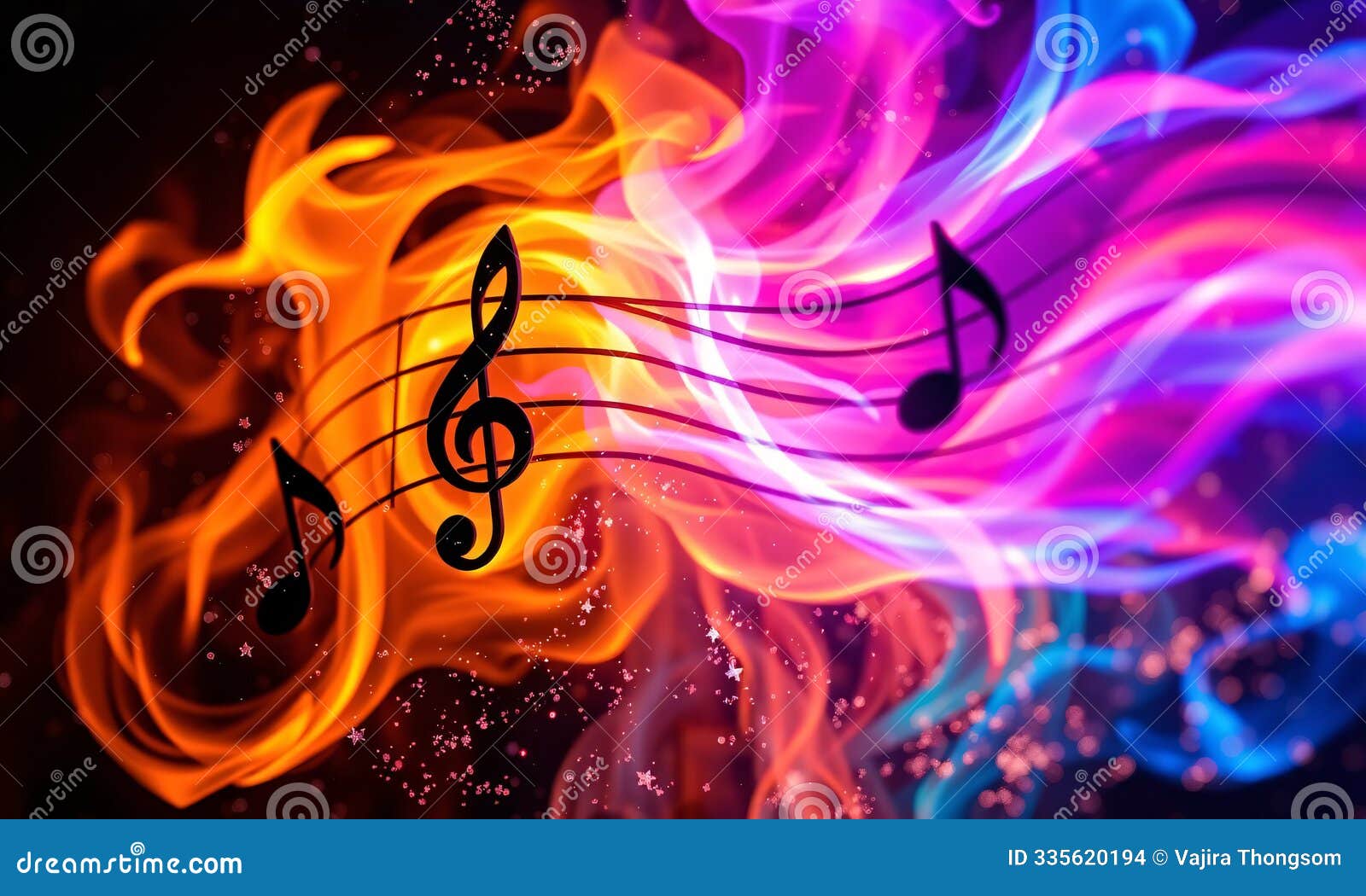 An Enchanting Scene Where Music Notes are Surrounded by a Mesmerizing ...